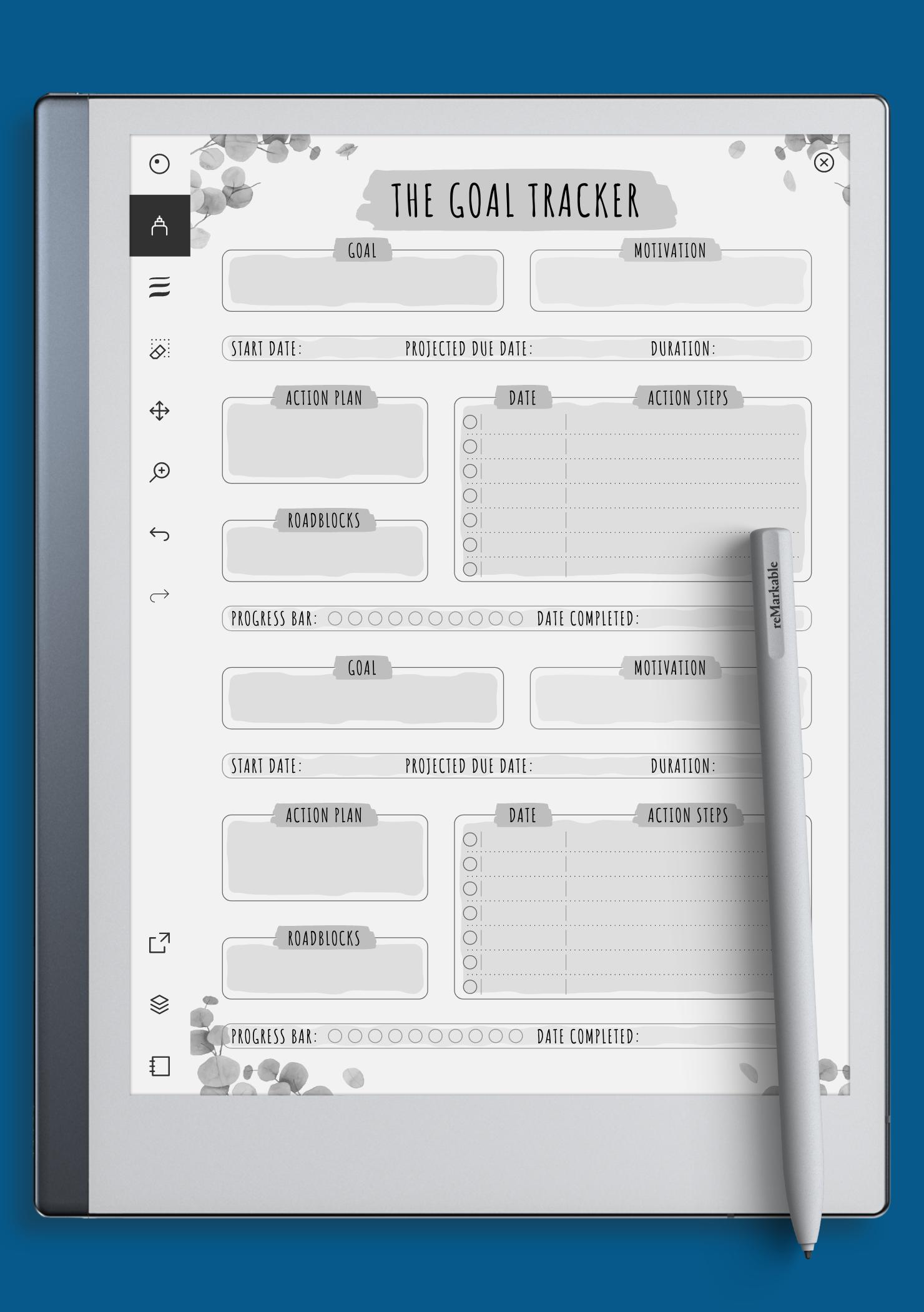 Download Printable Personal Goal Tracker - Floral Style PDF
