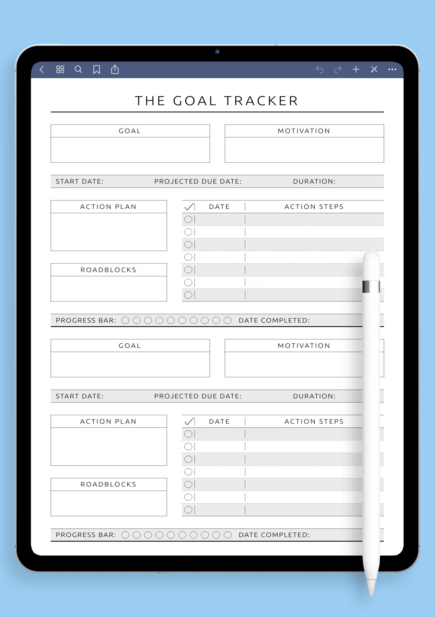 Download Printable Personal Goal Tracker - Original Style PDF