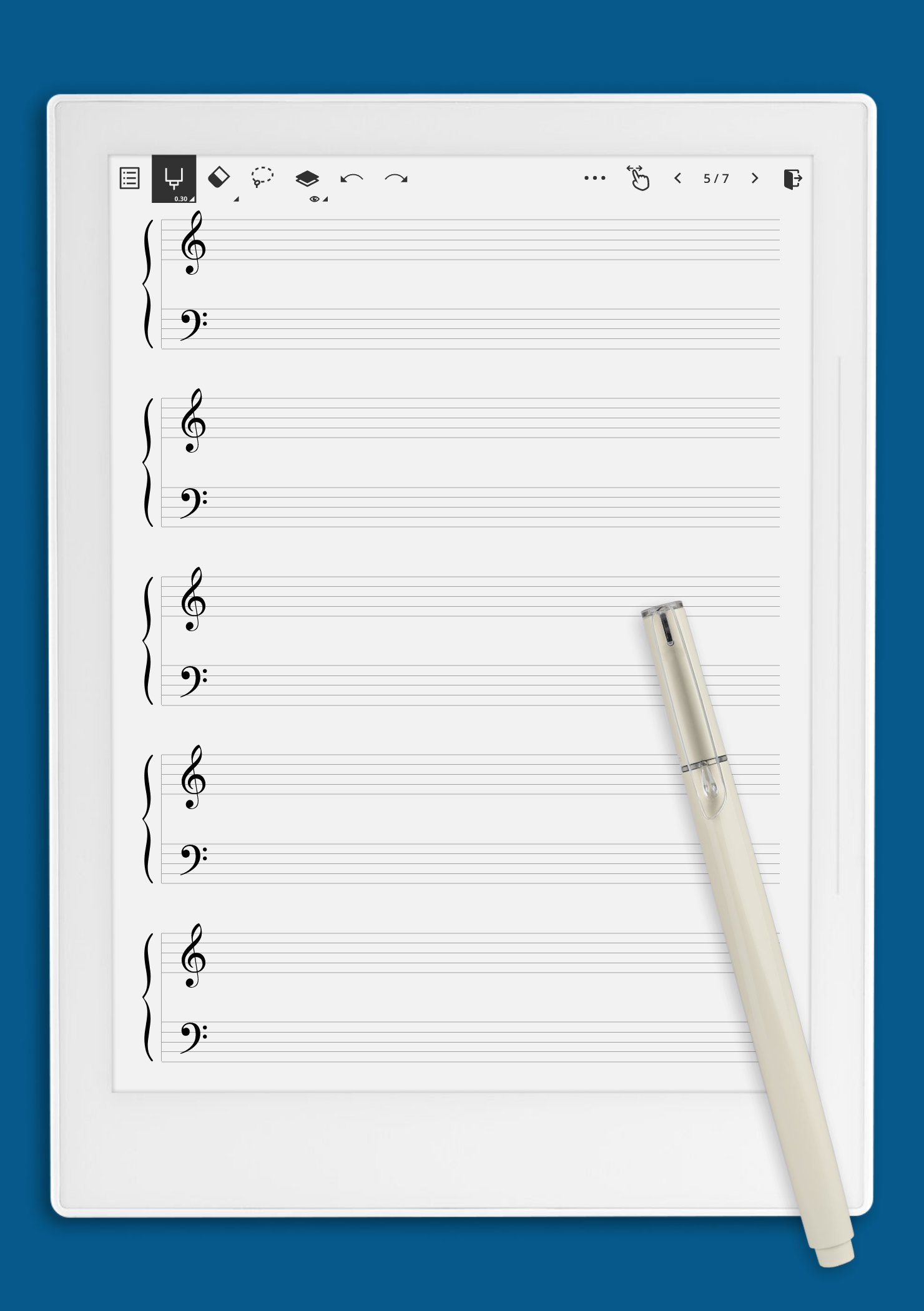 Download Printable Piano Staff Template – Grand Staff with Treble and ...