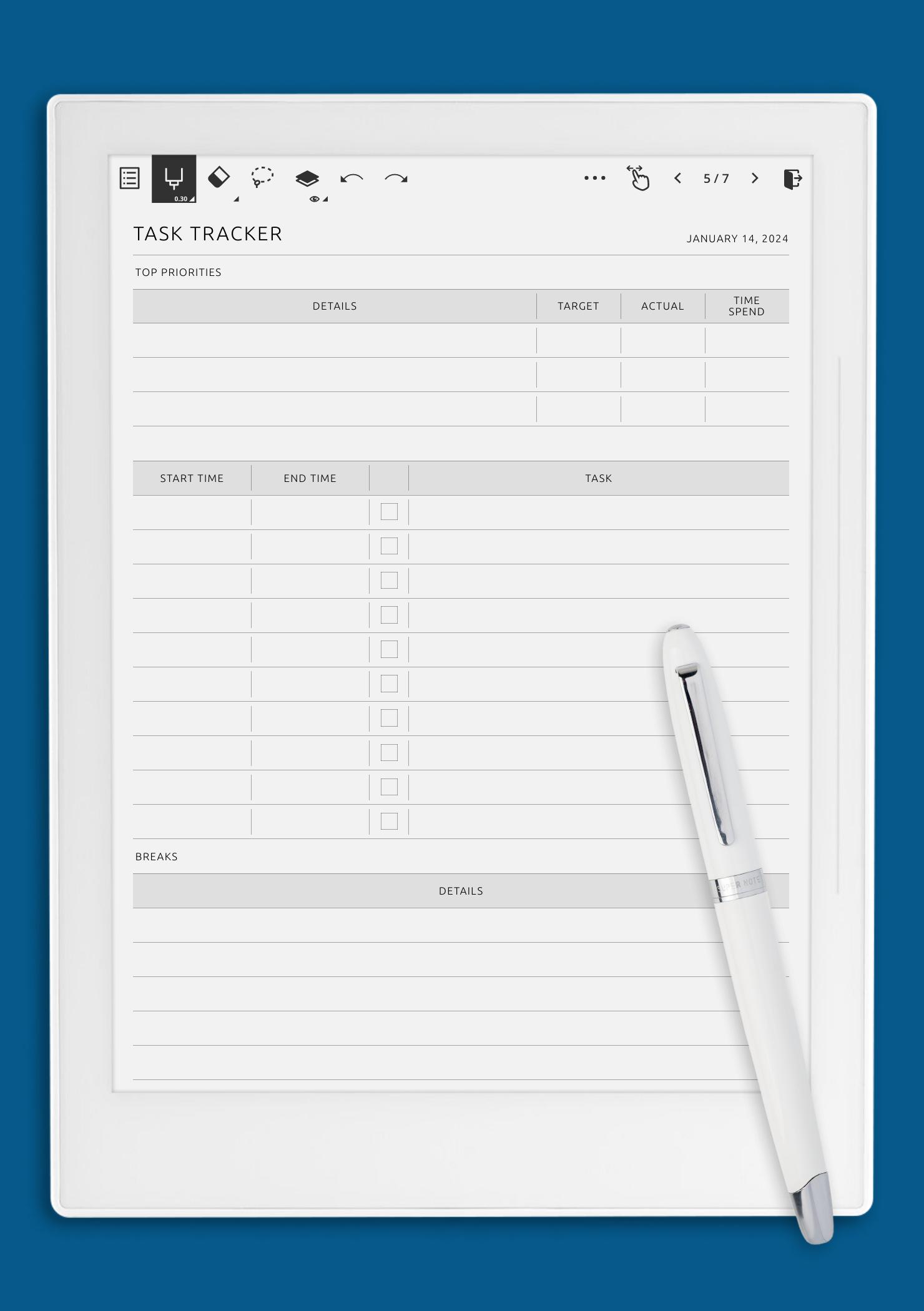 Download Printable Pomodoro Task Tracker Template PDF