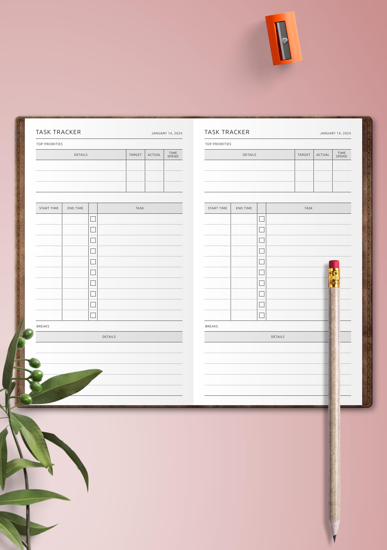 Download Printable Pomodoro Task Tracker Template PDF