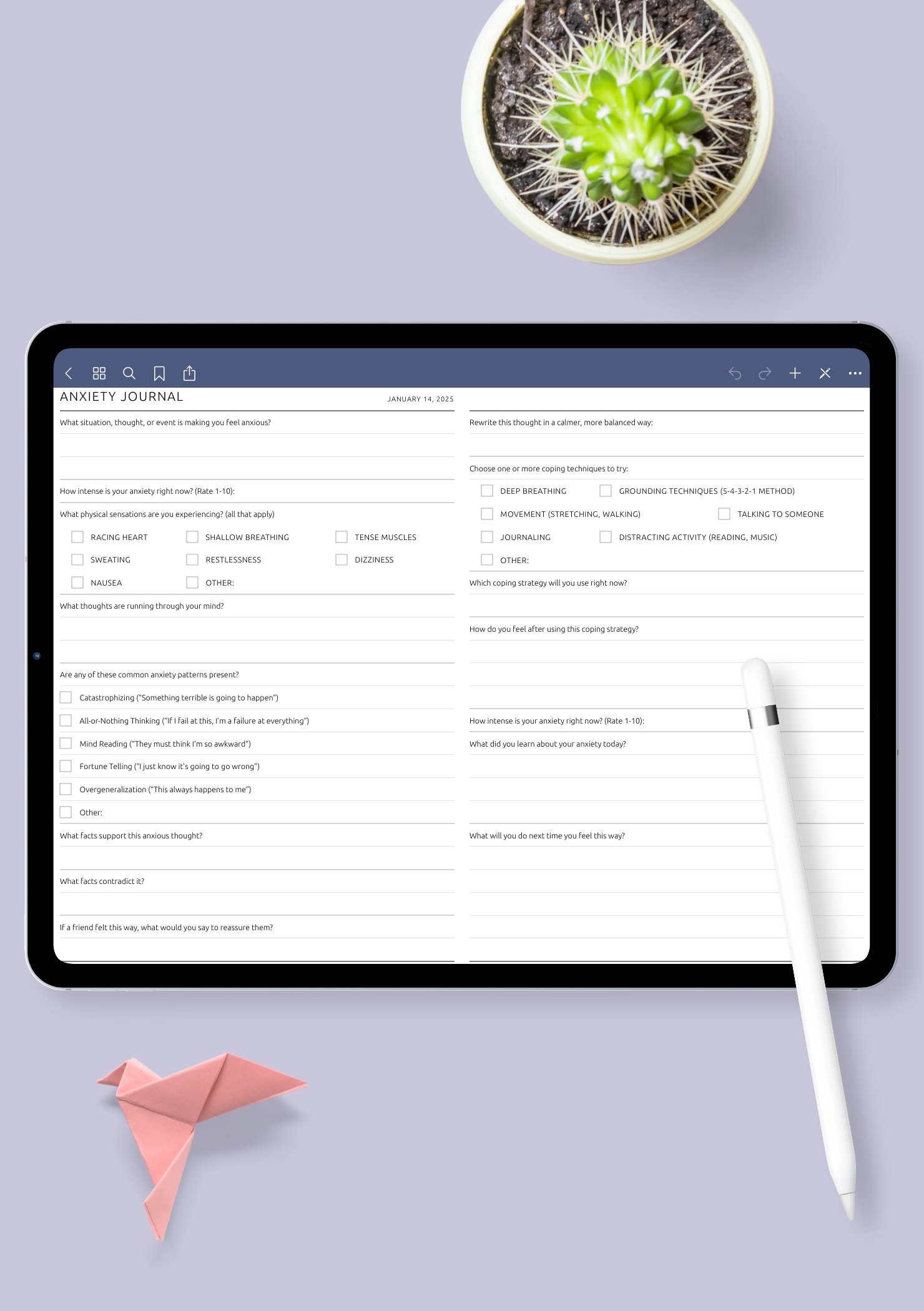 Anxiety Journal – Track Feelings & Reduce Daily Worry