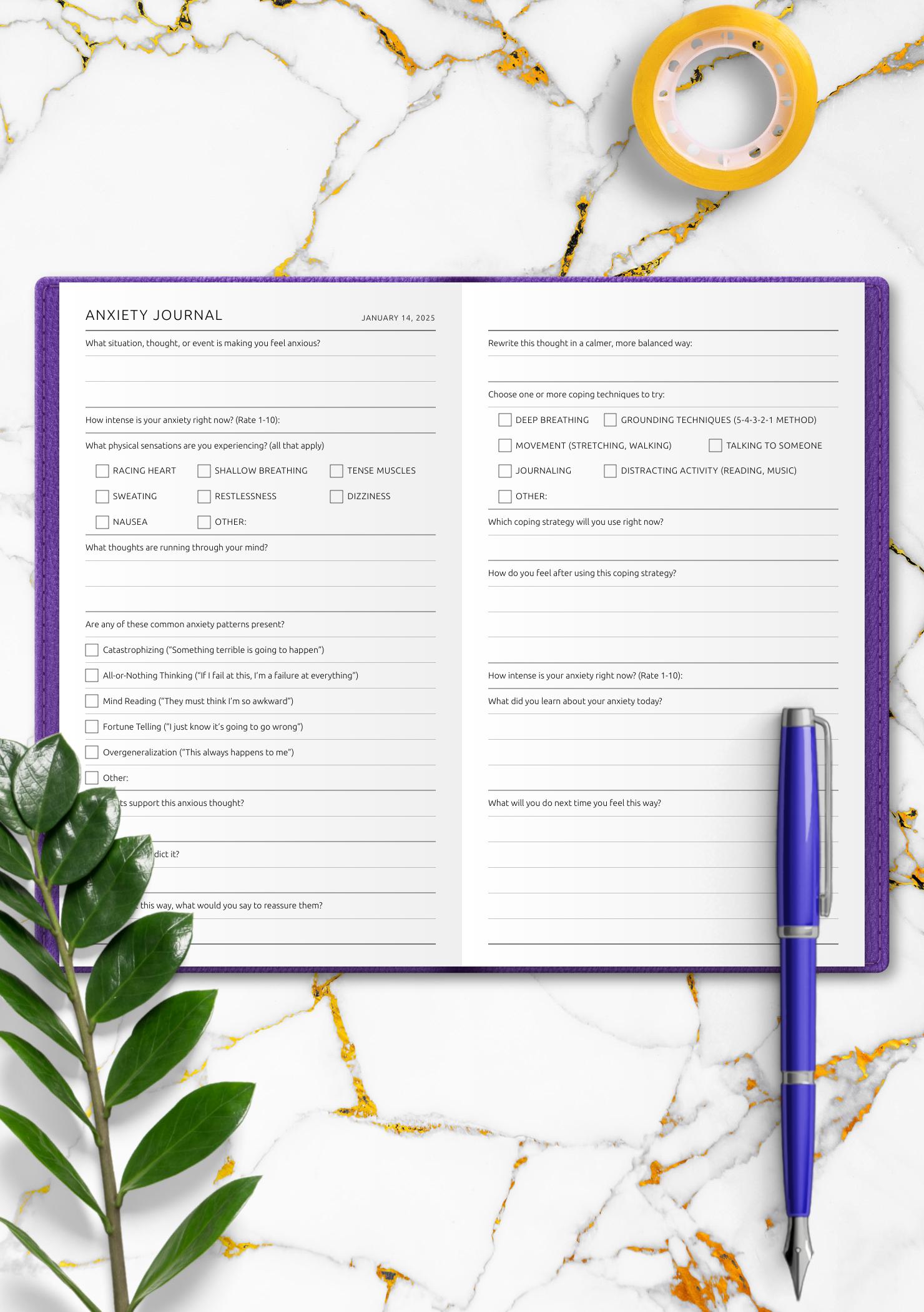 Anxiety Journal – Track Feelings & Reduce Daily Worry