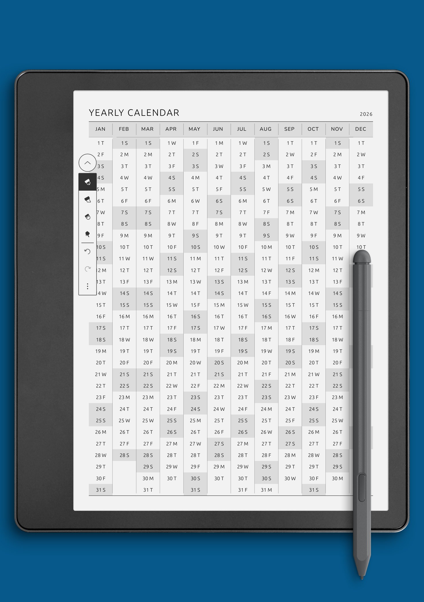 Download Printable Calendar with Week Numbers PDF