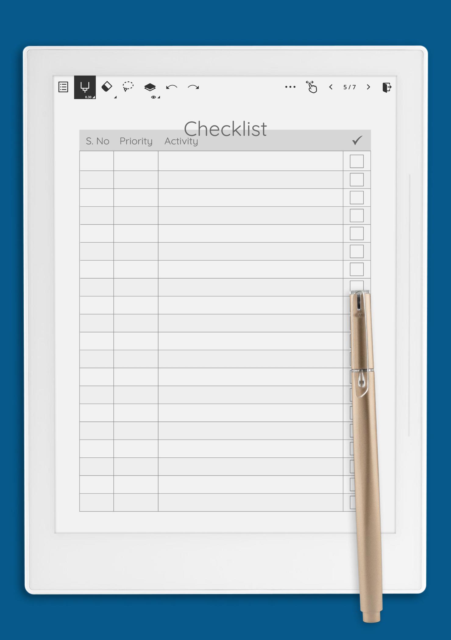 Download Printable Priority Checklist Template PDF