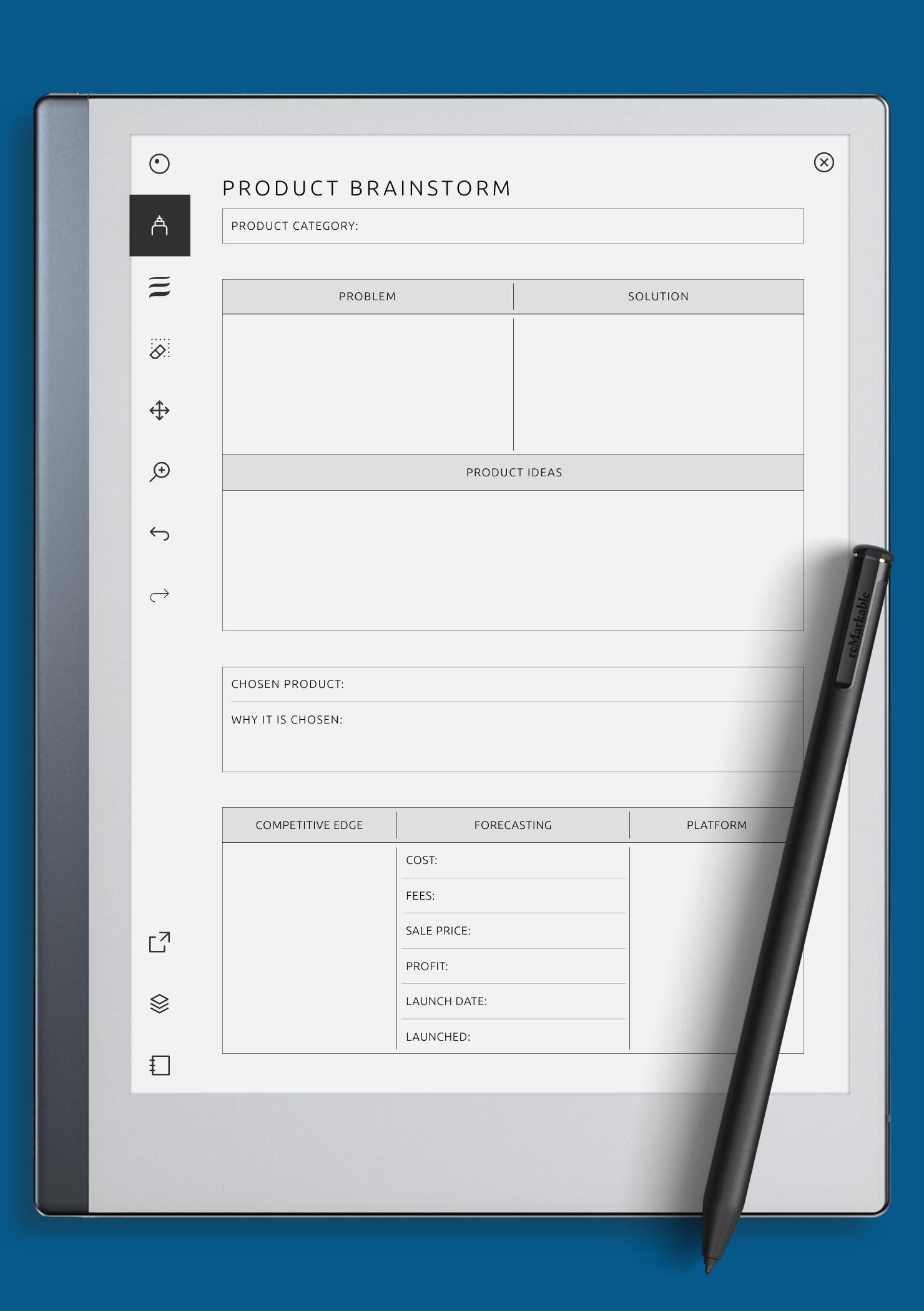 Download Printable Product Brainstorm Template PDF