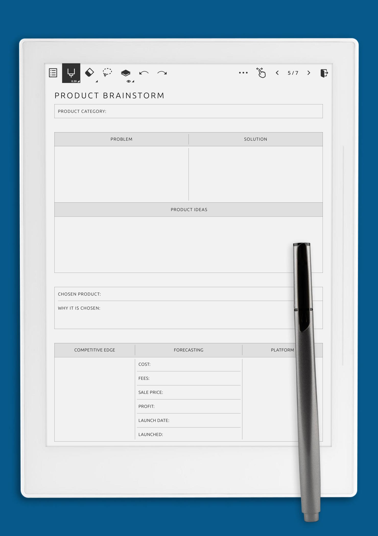 Download Printable Product Brainstorm Template PDF