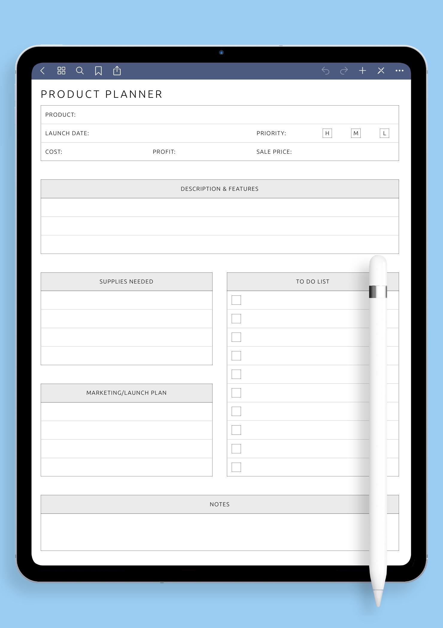 Download Product Planner Template PDF – Organize Ideas Fast