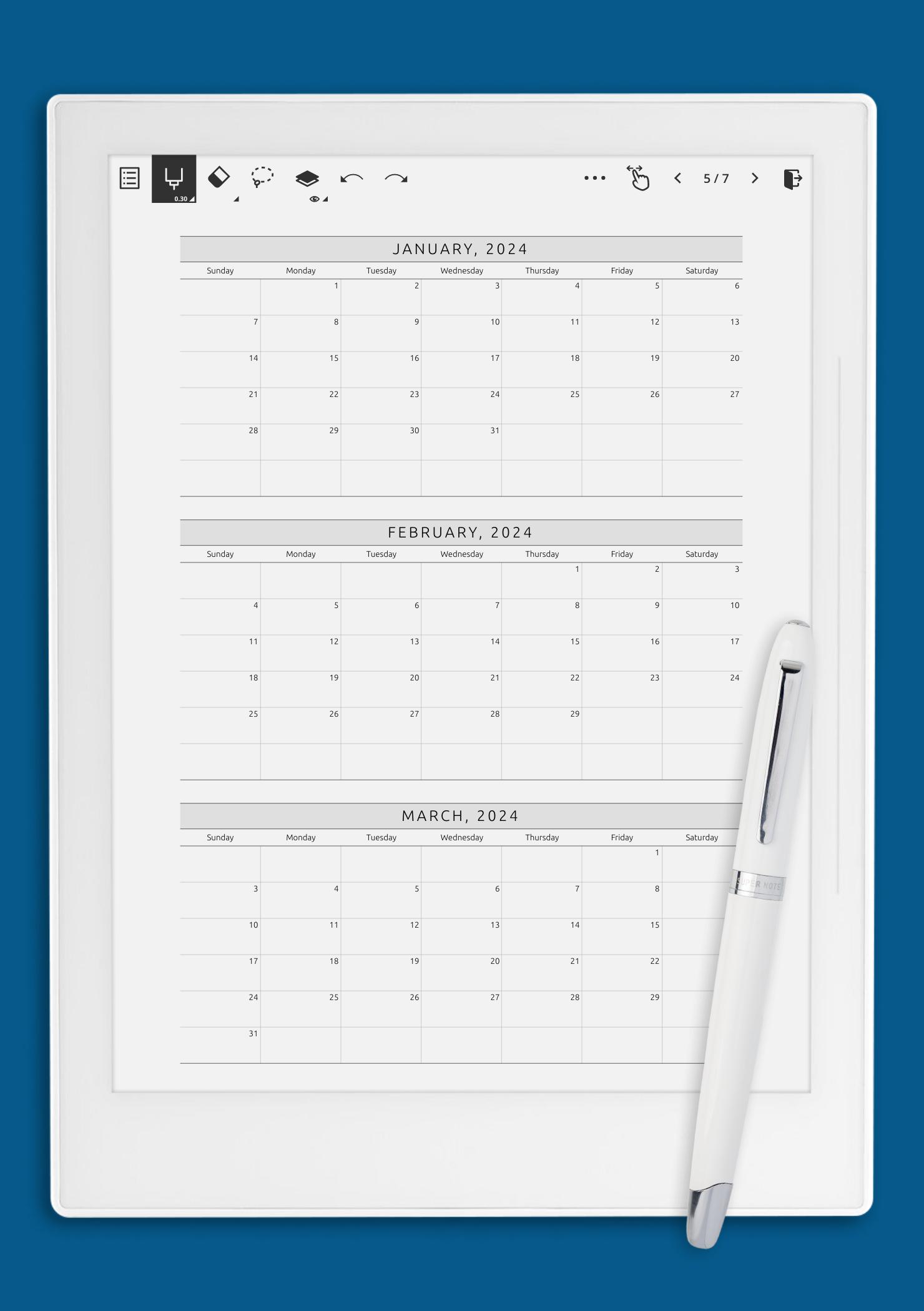 Quarterly Calendar Template – Plan 3 Months in One PDF View