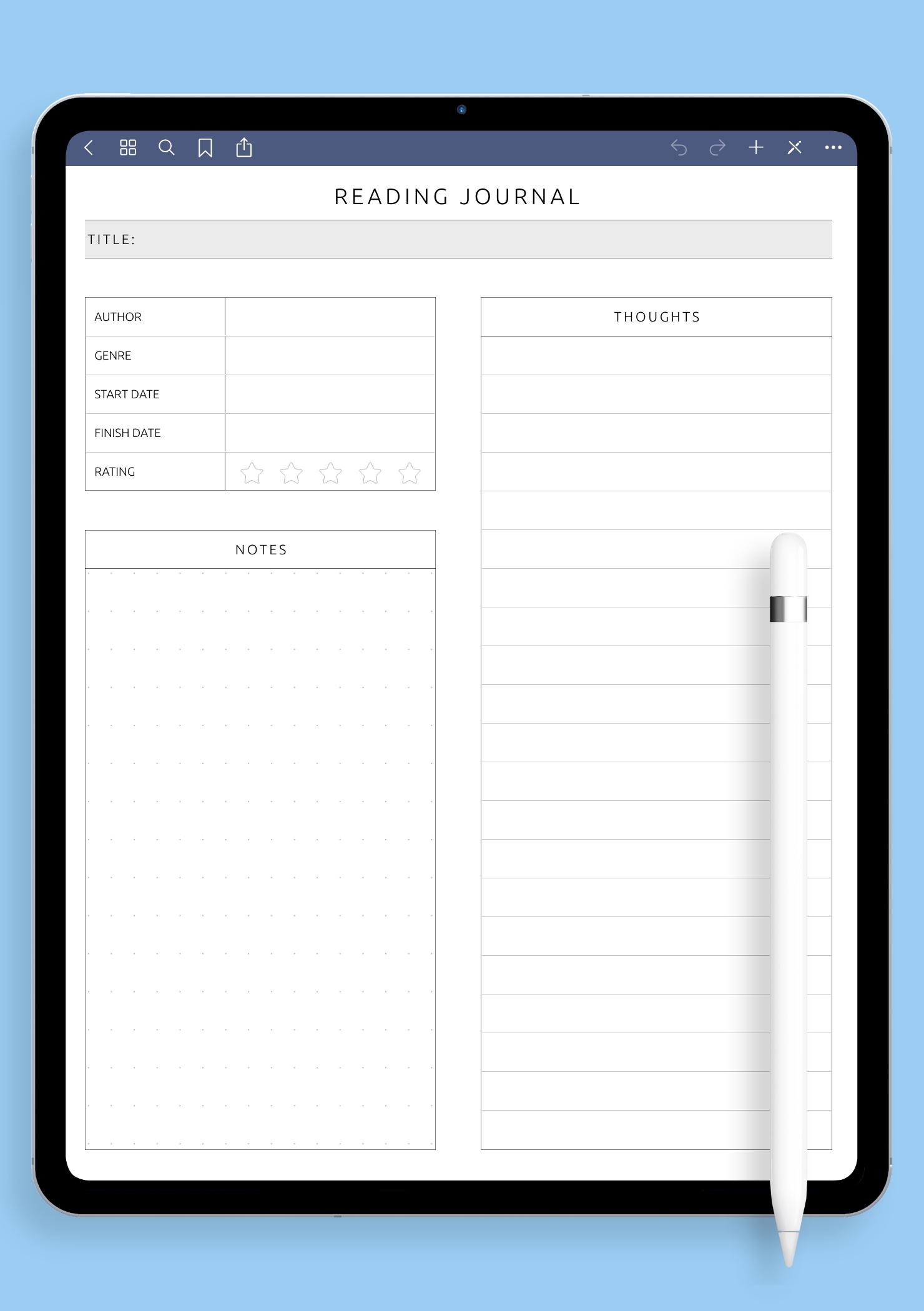 Download Printable Reading Journal Template - Minimalist Style PDF