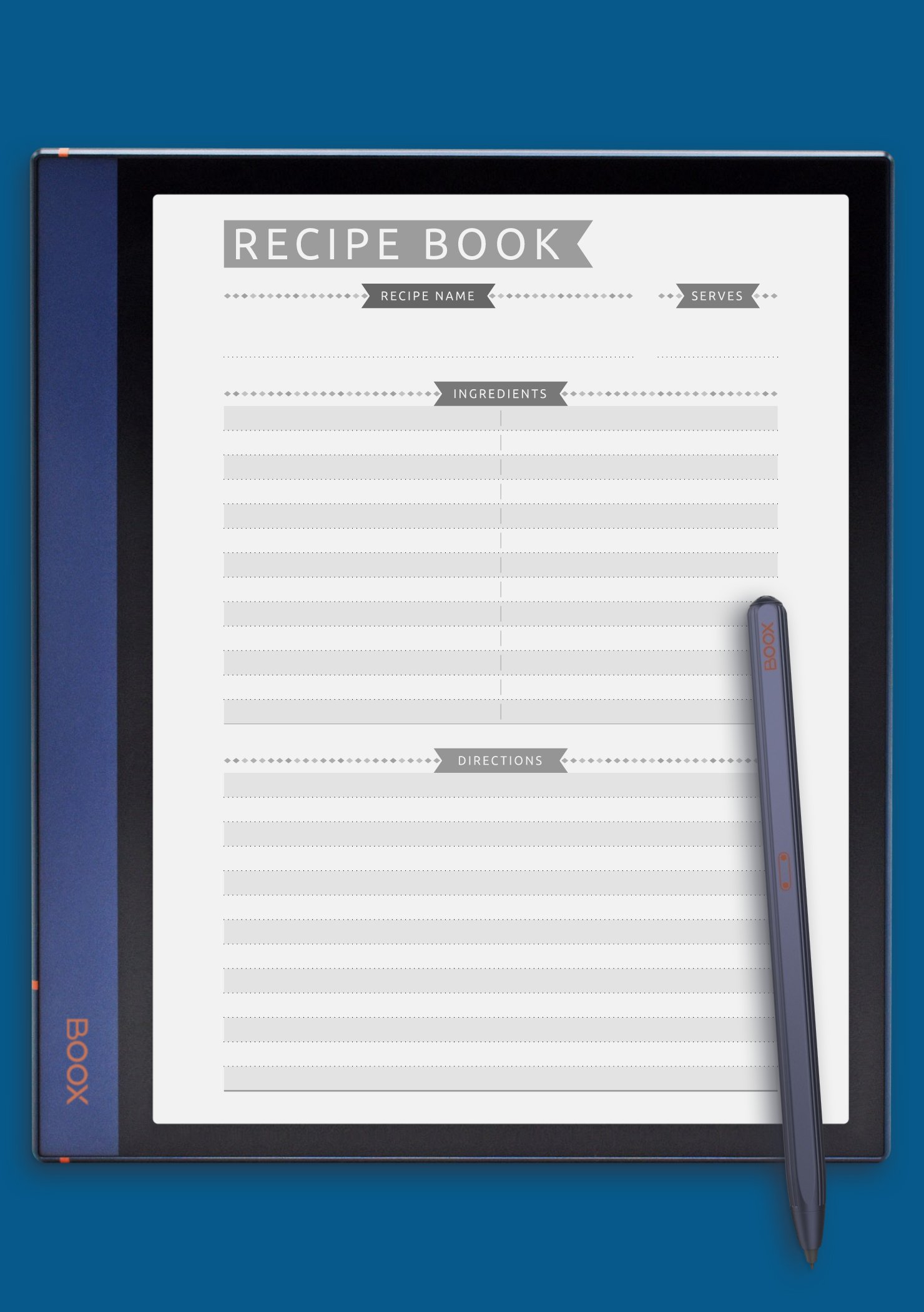 Download Printable Recipe Book Template - Casual Style PDF