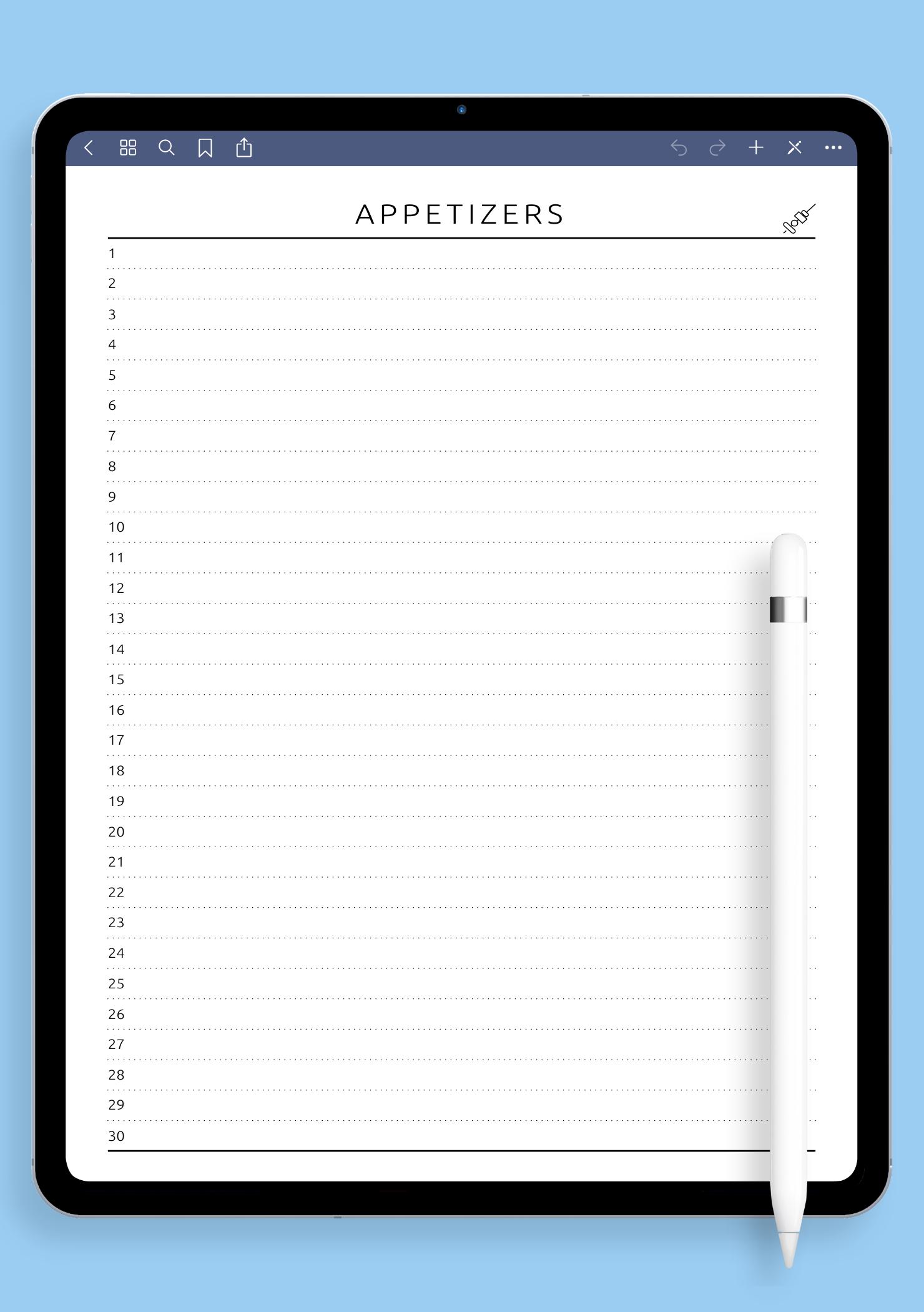 Download Printable Recipe List Template PDF