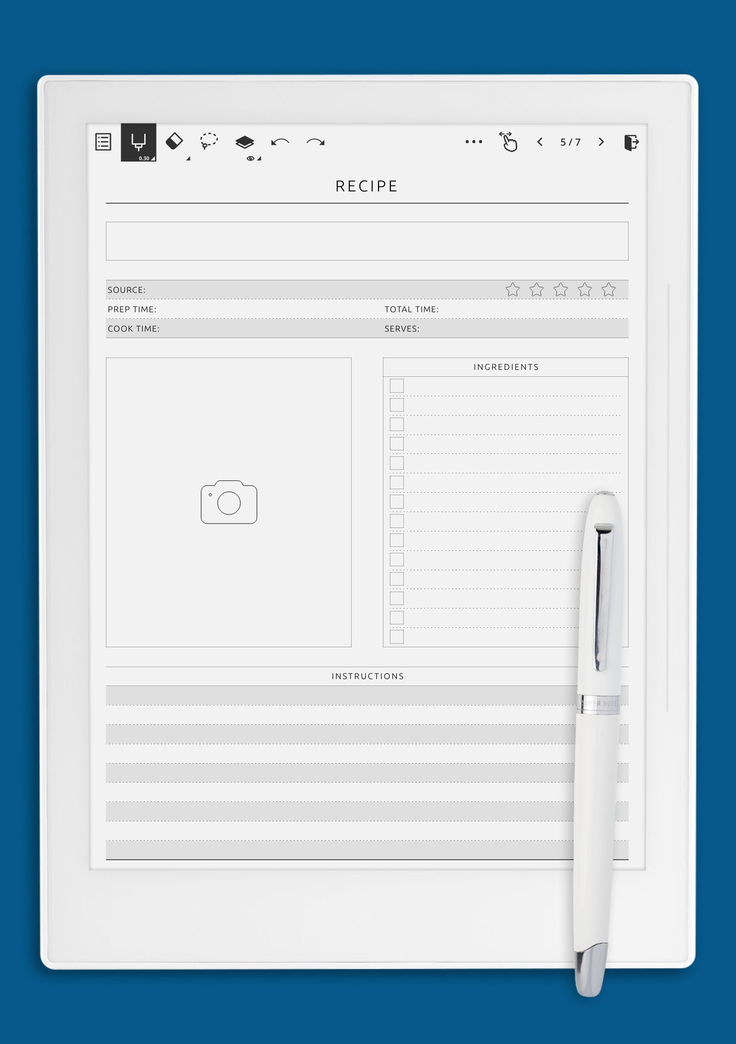 Download Printable Recipe Page Template PDF