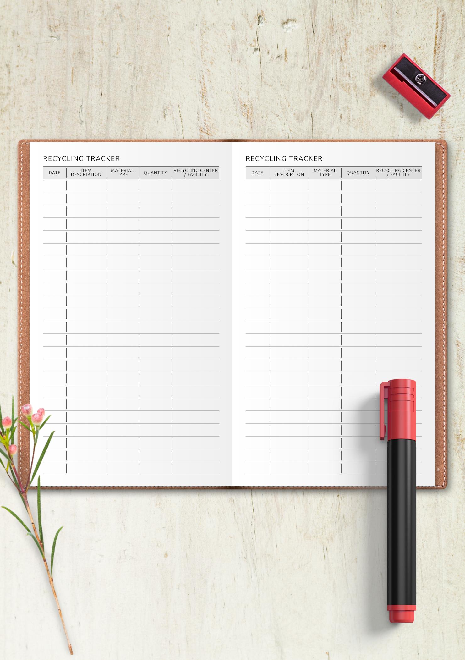 Recycling Tracker PDF: Printable & Digital Templates for reMarkable ...