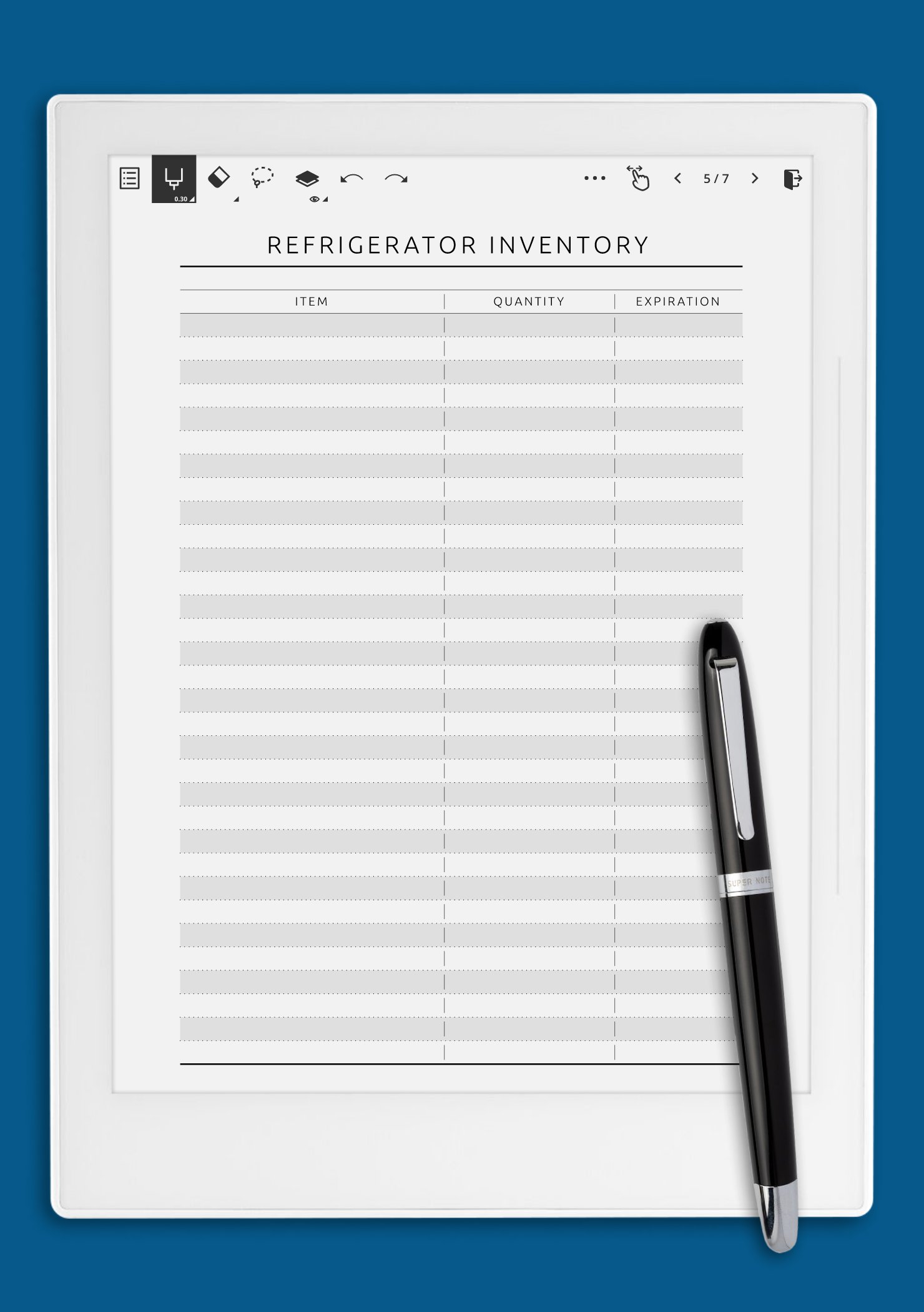 Download Printable Refrigerator Inventory - Original Style PDF