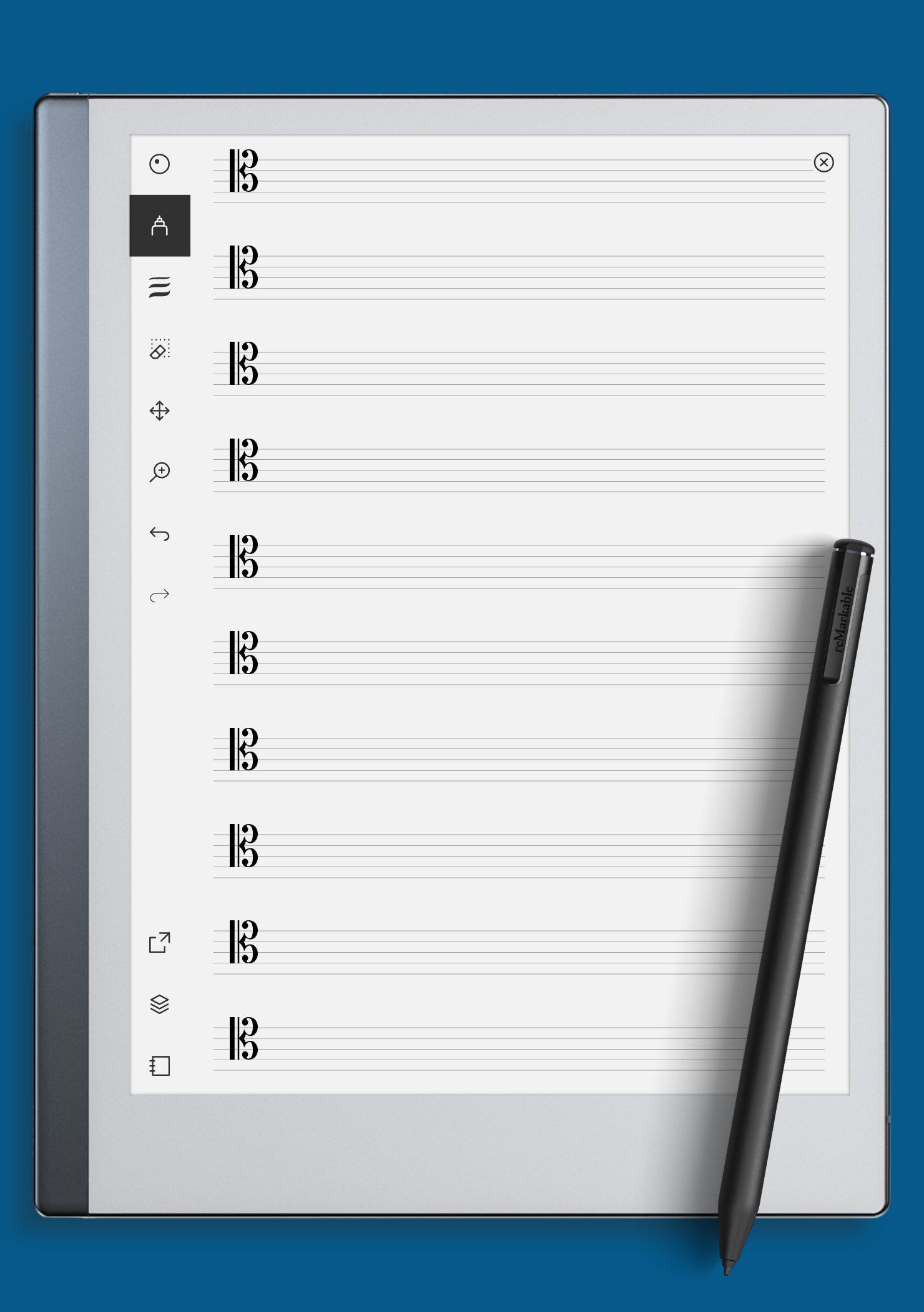 Download Tenor Clef (C) Staff Paper – Printable Blank Music Sheet PDF