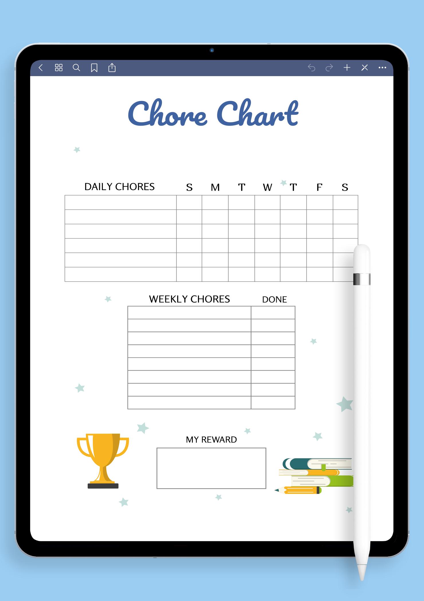 Download Printable Reward Chore Chart Template PDF