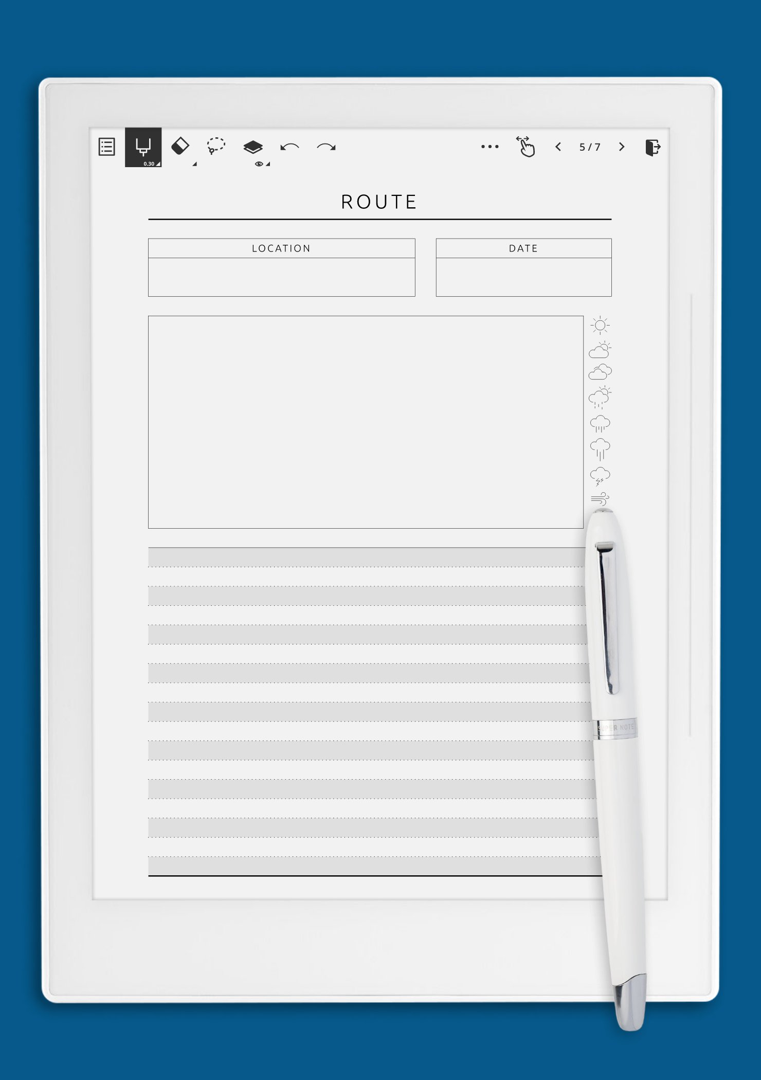 Download Printable Route Planning Template - Original Style PDF