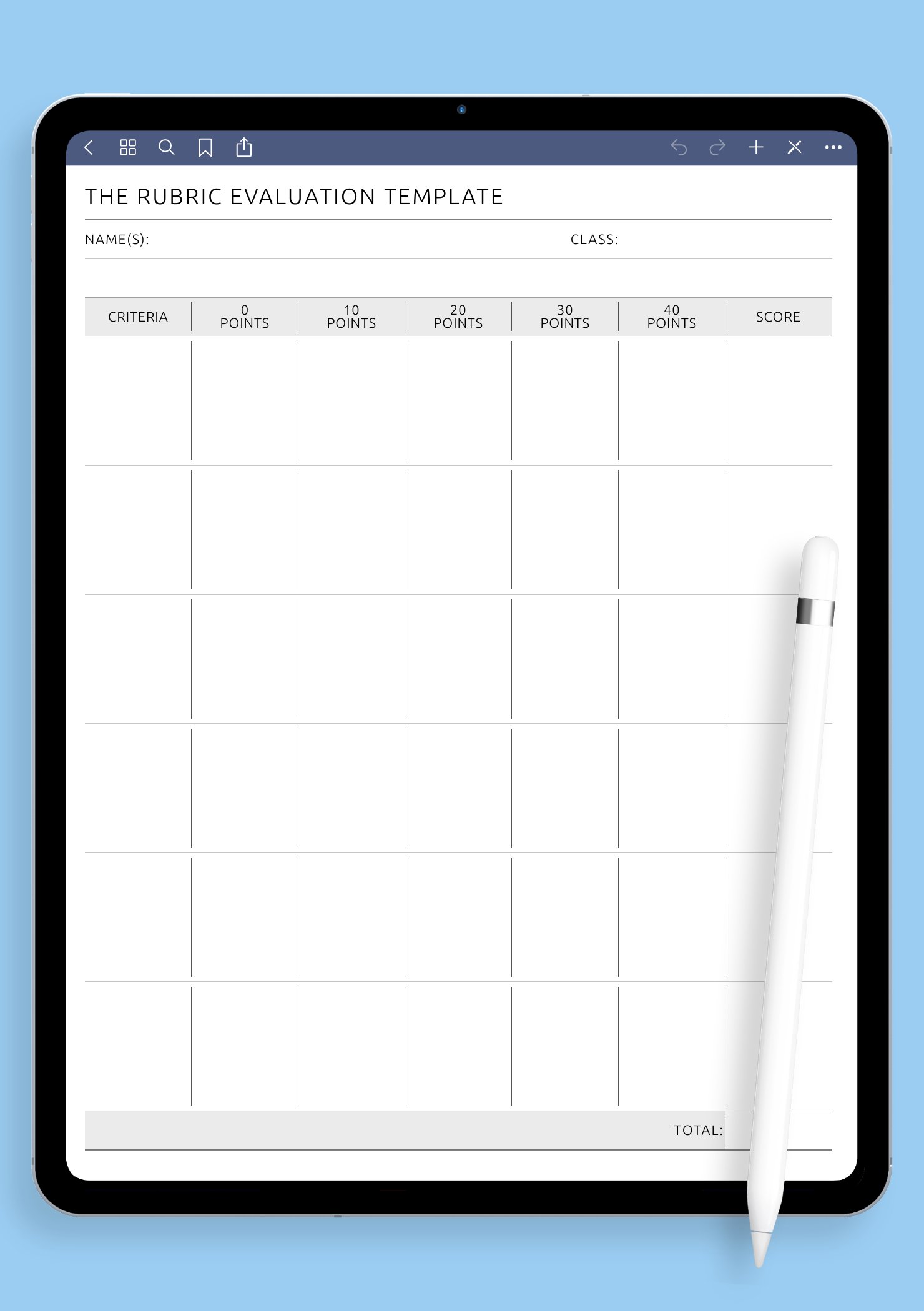 Download Printable The Rubric Evaluation Template PDF