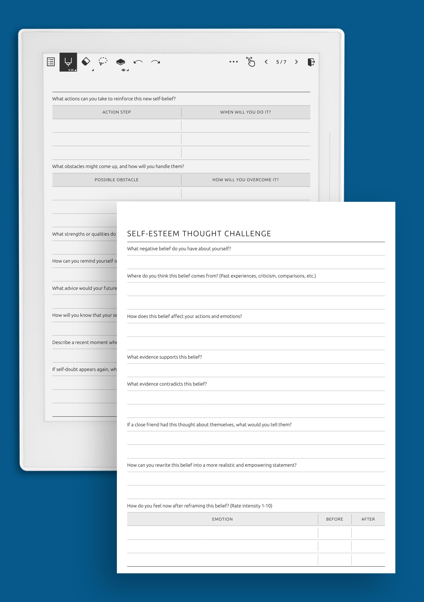 Self-Esteem Thought Worksheet – Challenge Negative Thinking