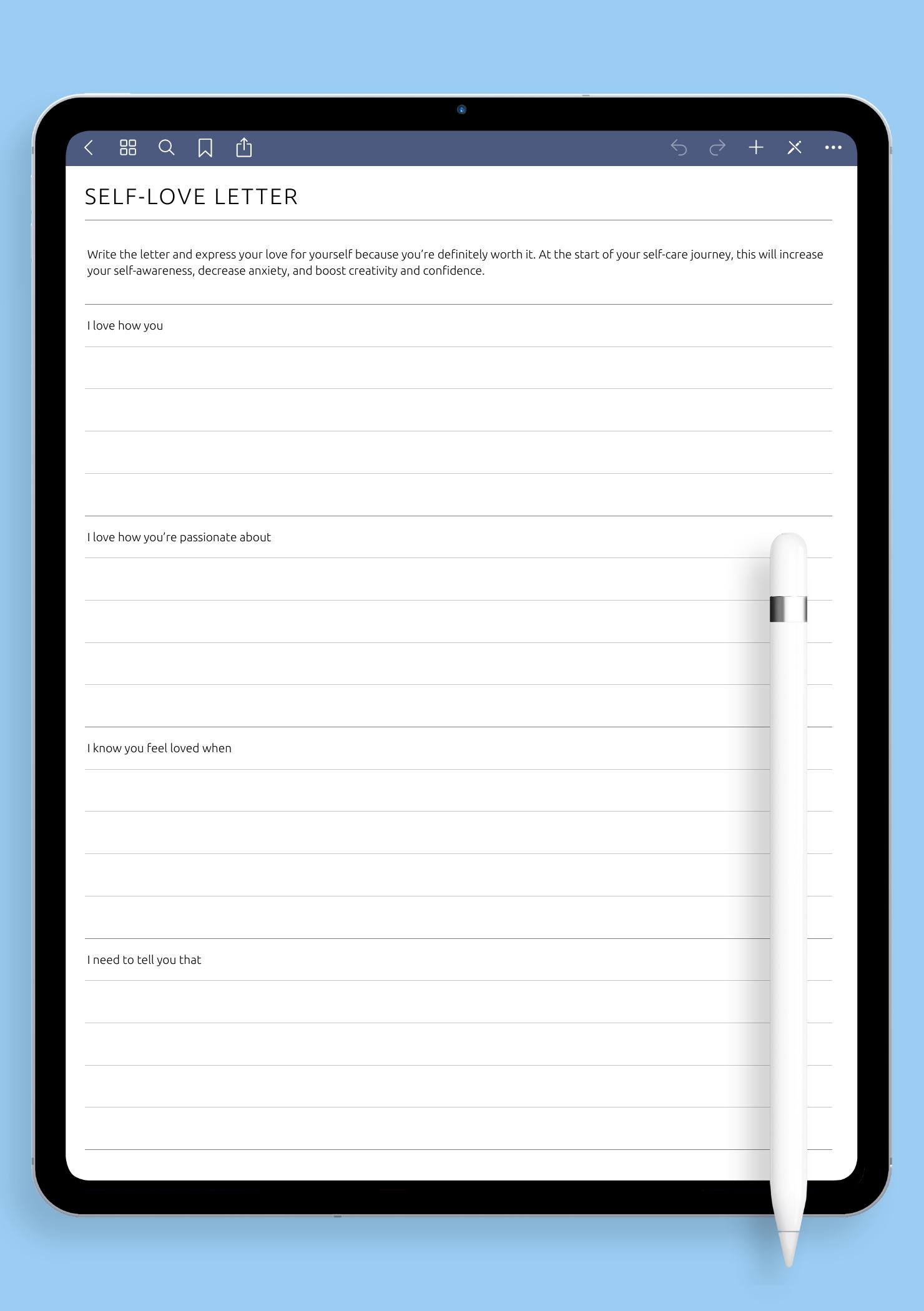 Download Printable Self-Love Letter PDF
