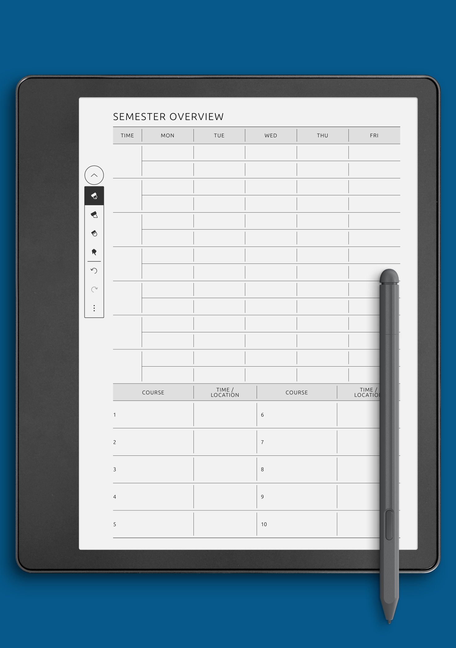 Download Printable Semester Overview One-Page Template PDF