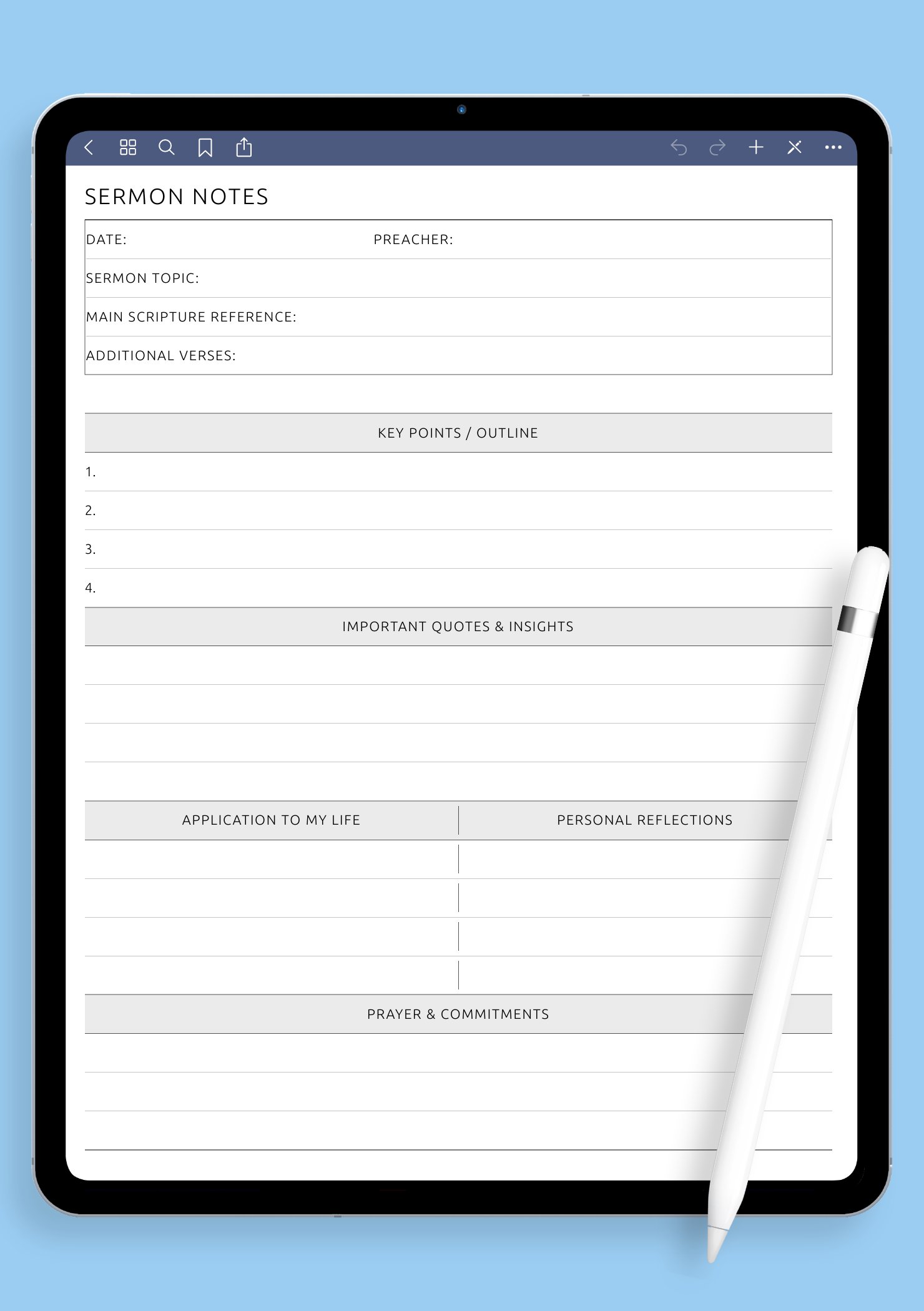 Download Printable Sermon Notes Template Template PDF for Your Bible Study