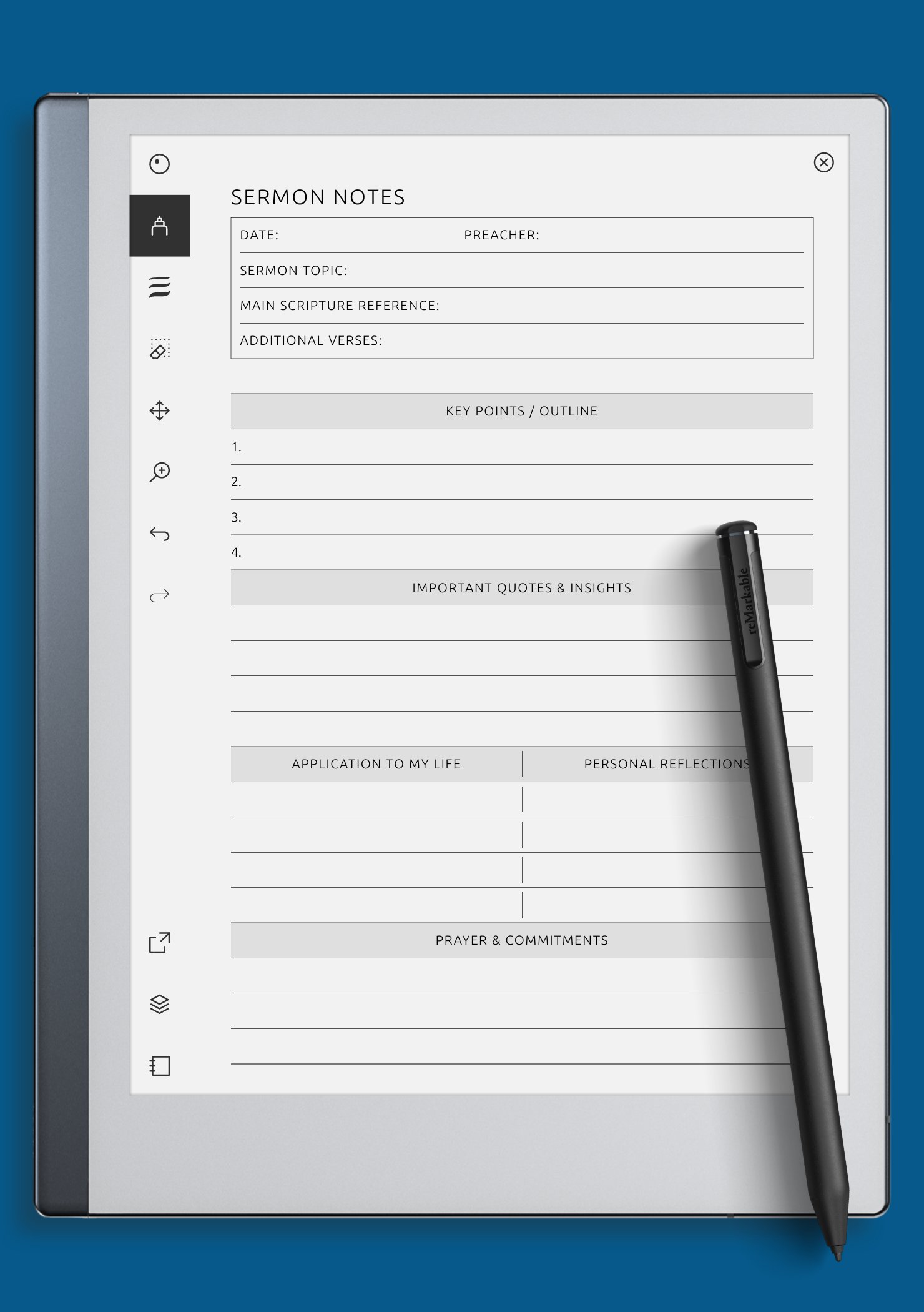 Download Printable Sermon Notes Template Template PDF for Your Bible Study