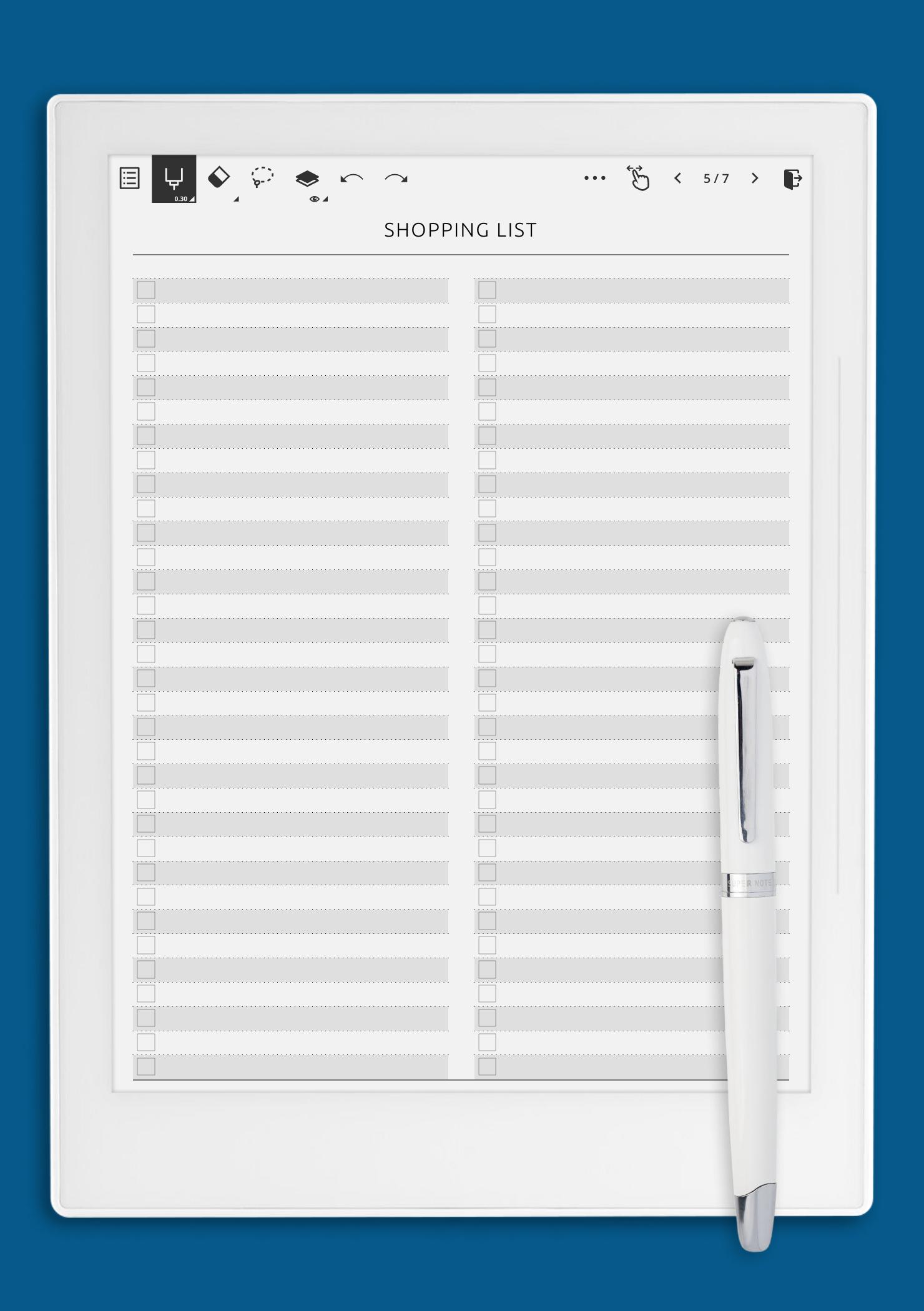 Download Printable Shopping List Template - Original Style PDF