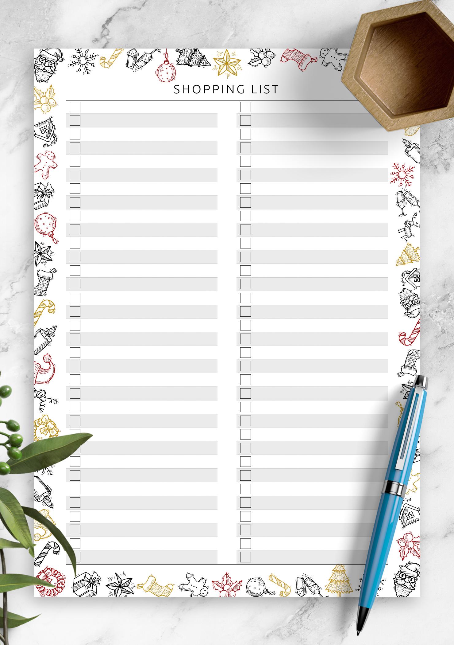 Download Printable Shopping List Template - Original Style PDF
