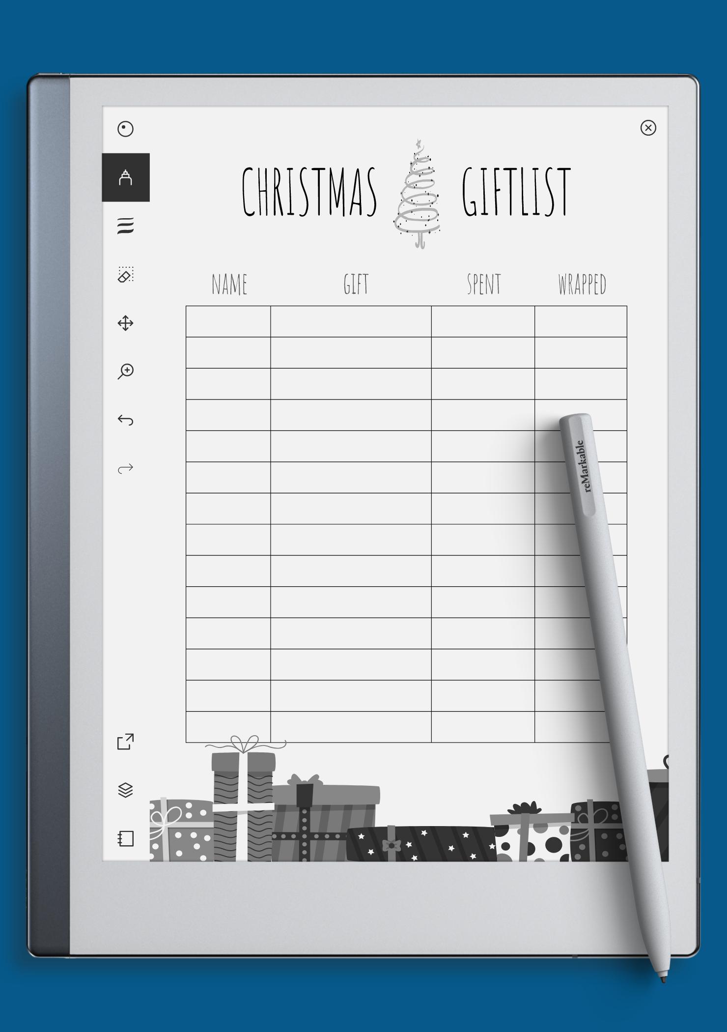 Download Printable Simple Bright Christmas Gift List PDF