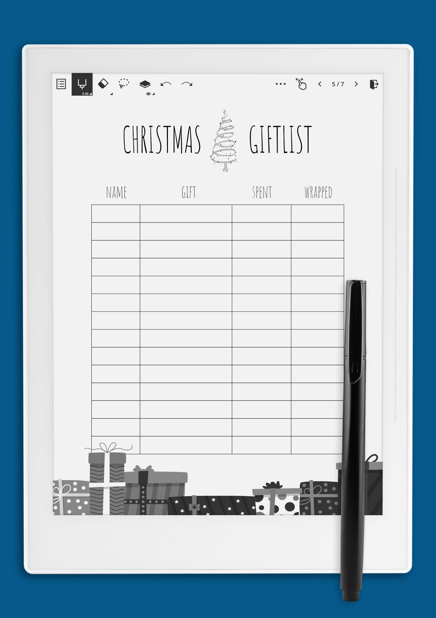 Download Printable Simple Bright Christmas Gift List PDF