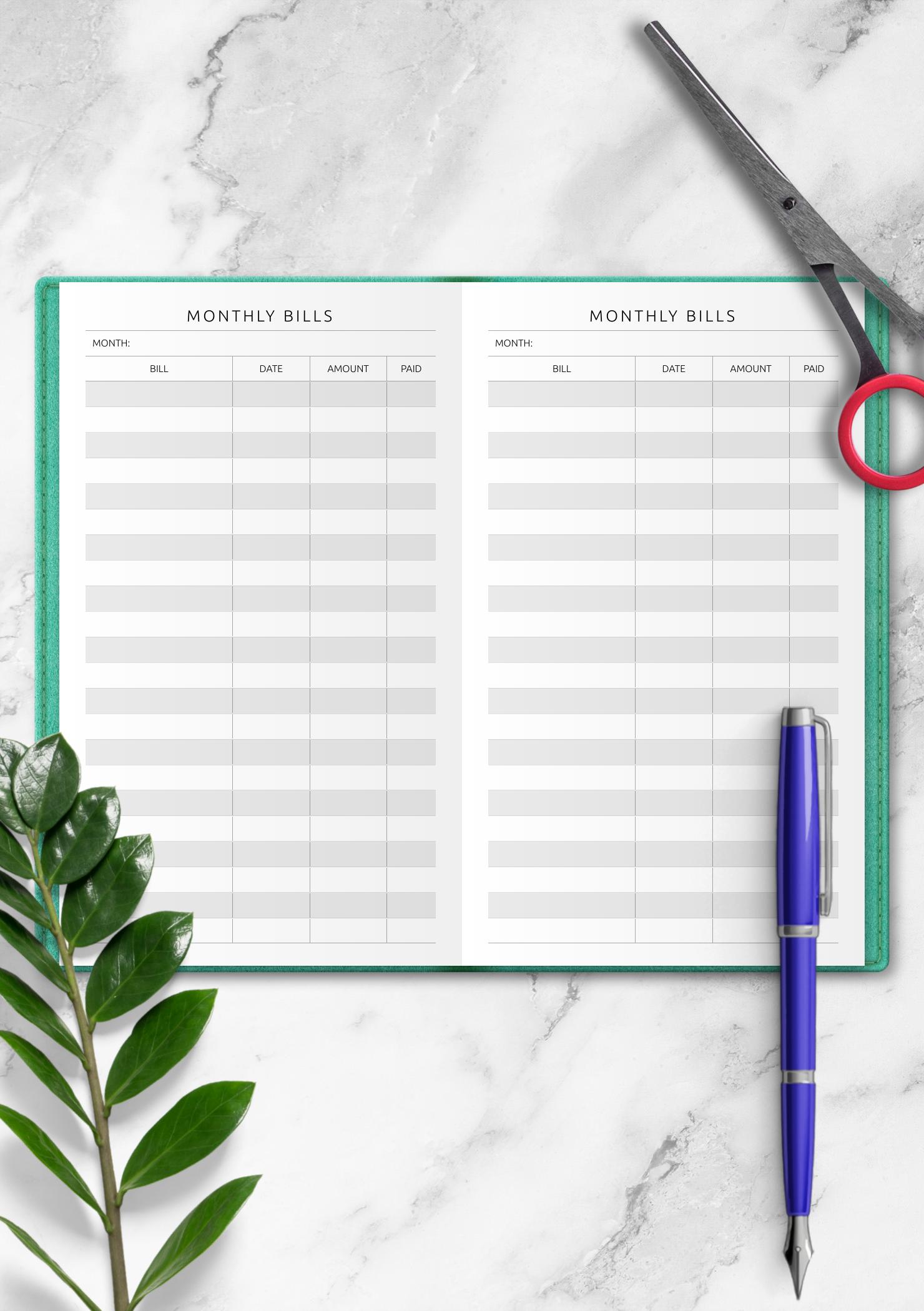 Download Printable Simple budget template PDF