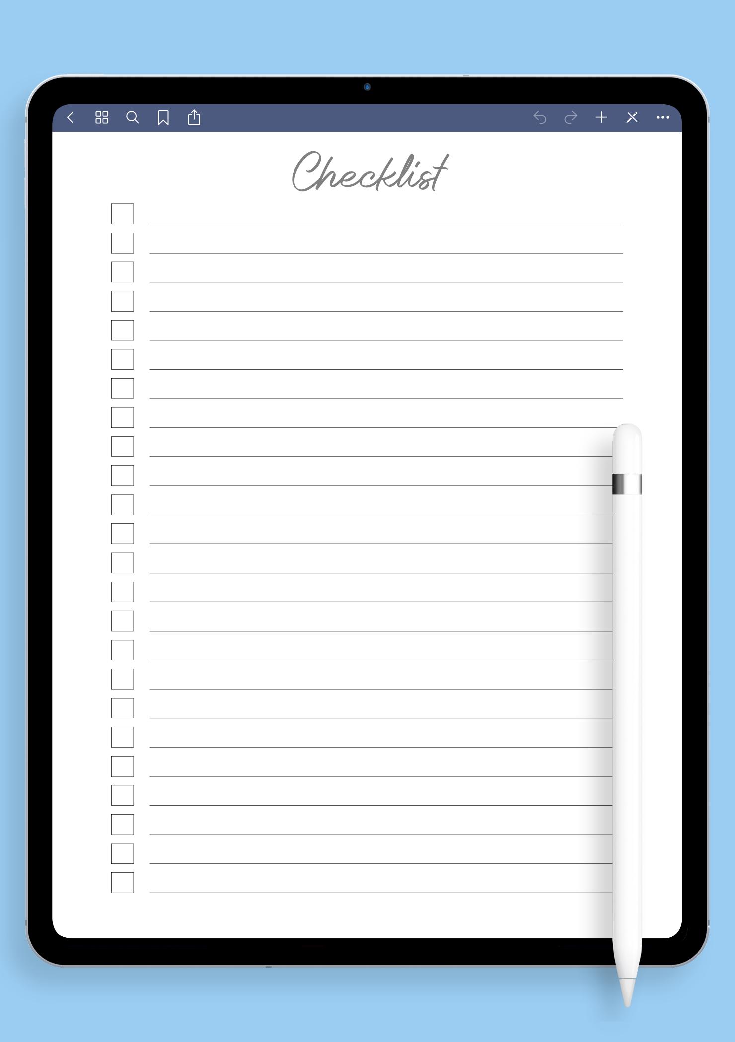 Download Printable Simple Checklist Template PDF