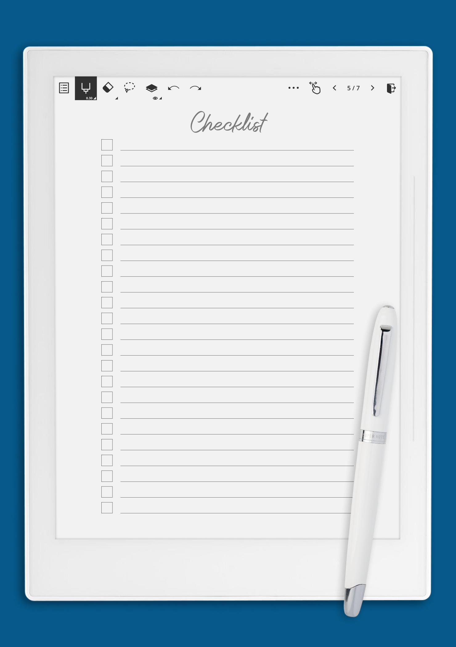 Download Printable Simple Checklist Template PDF
