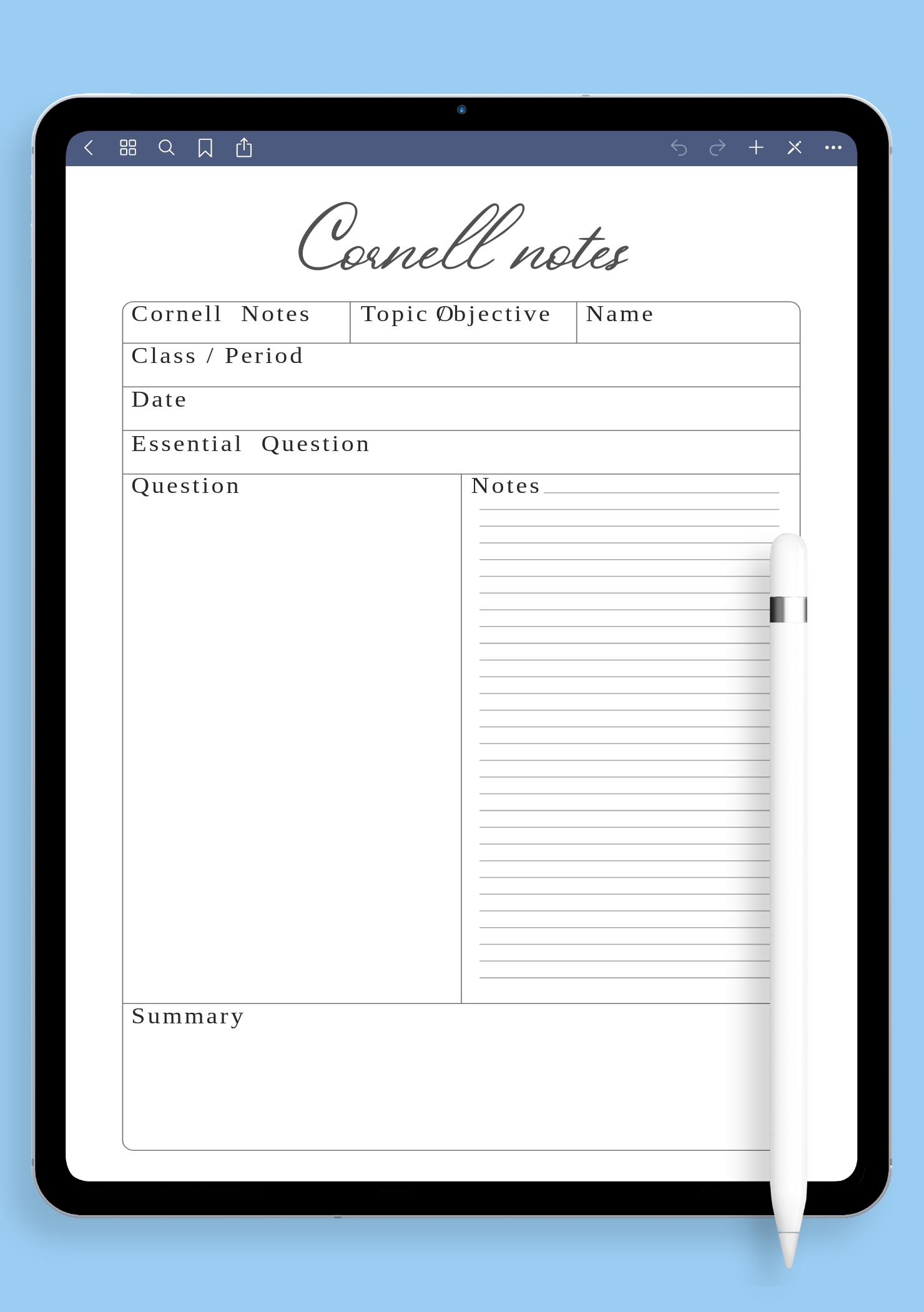 Download Printable Simple Cornell Note-Taking Template PDF