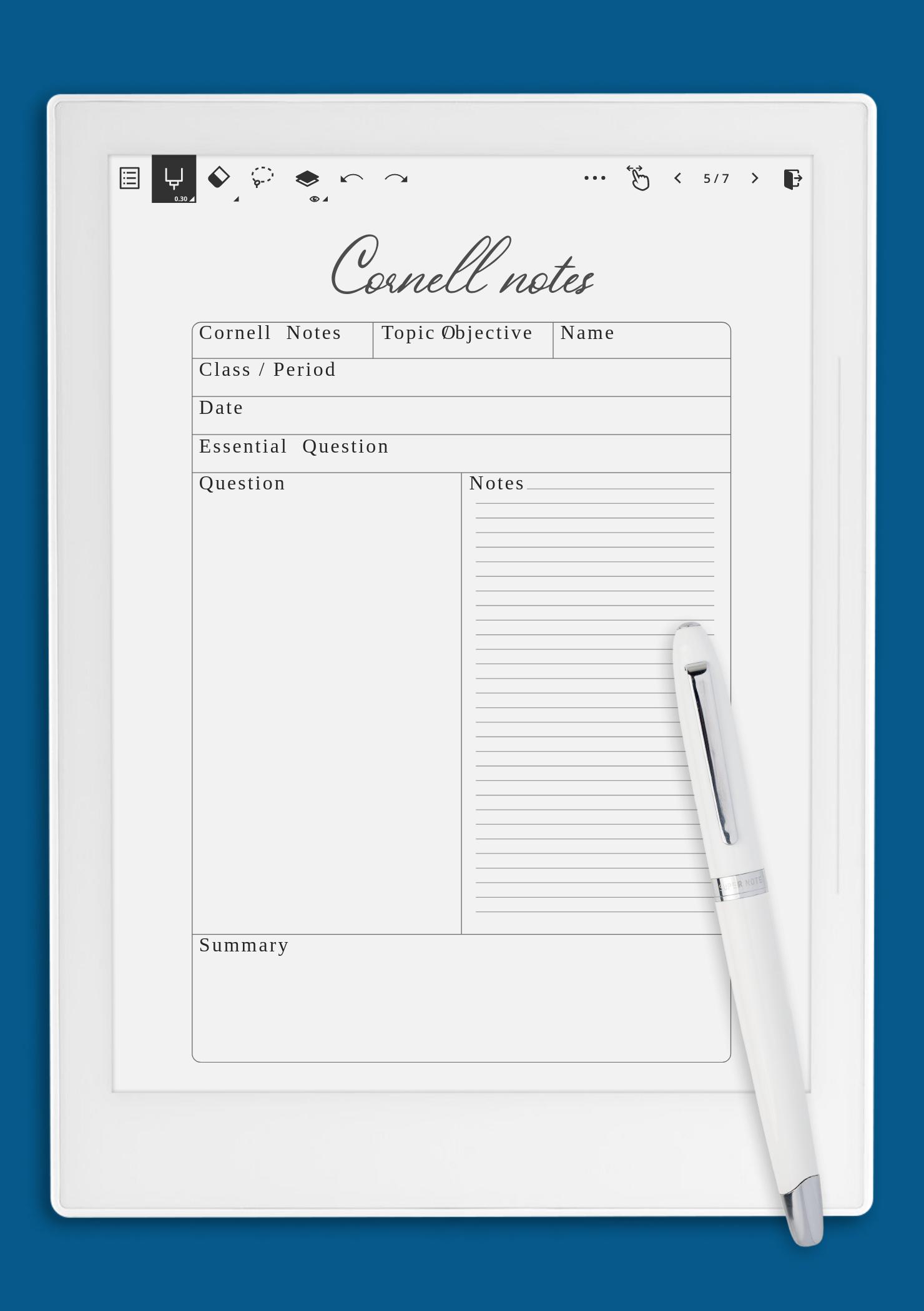 Download Printable Simple Cornell Note-Taking Template PDF