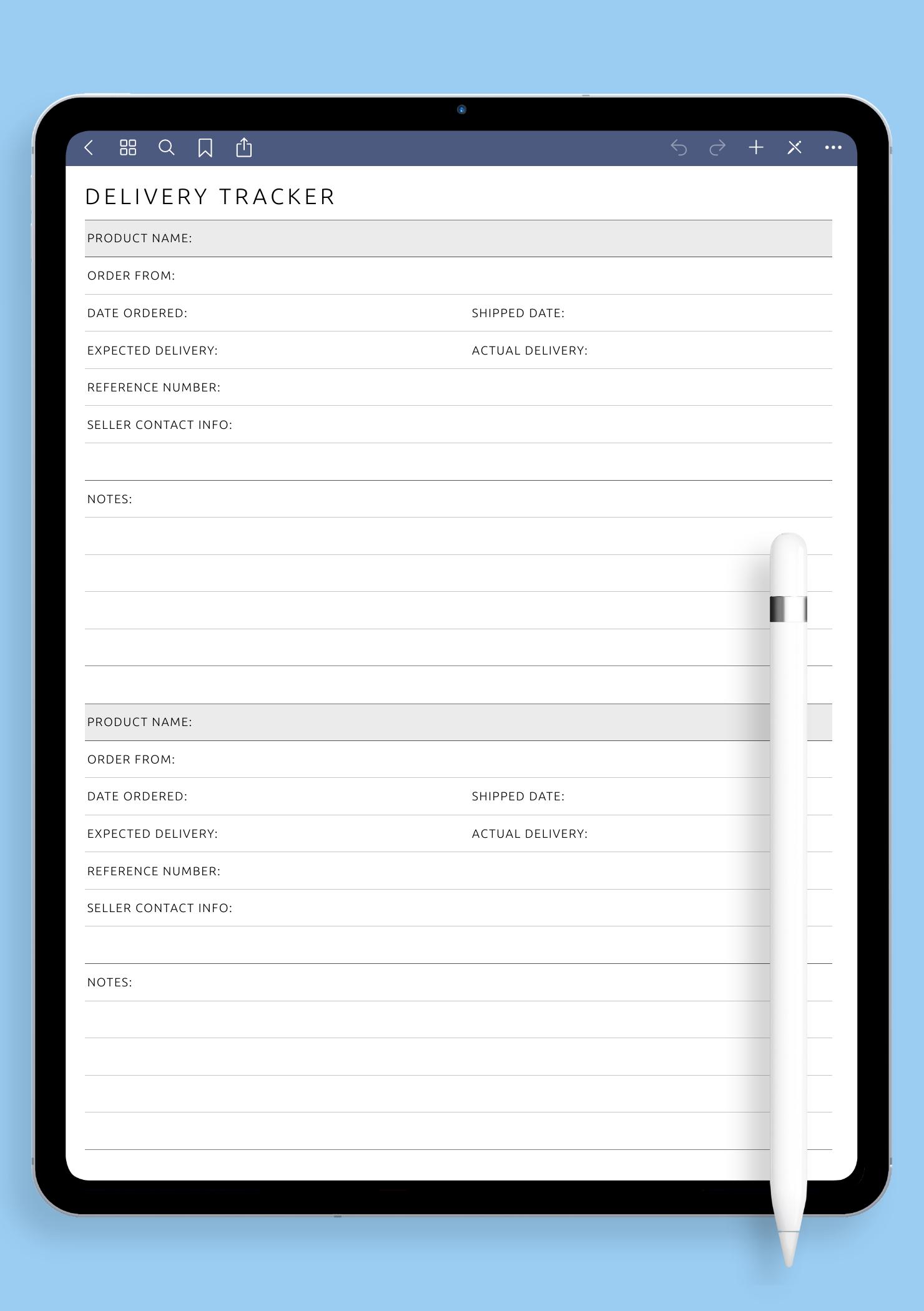 Download Printable Simple Delivery Tracker Template PDF