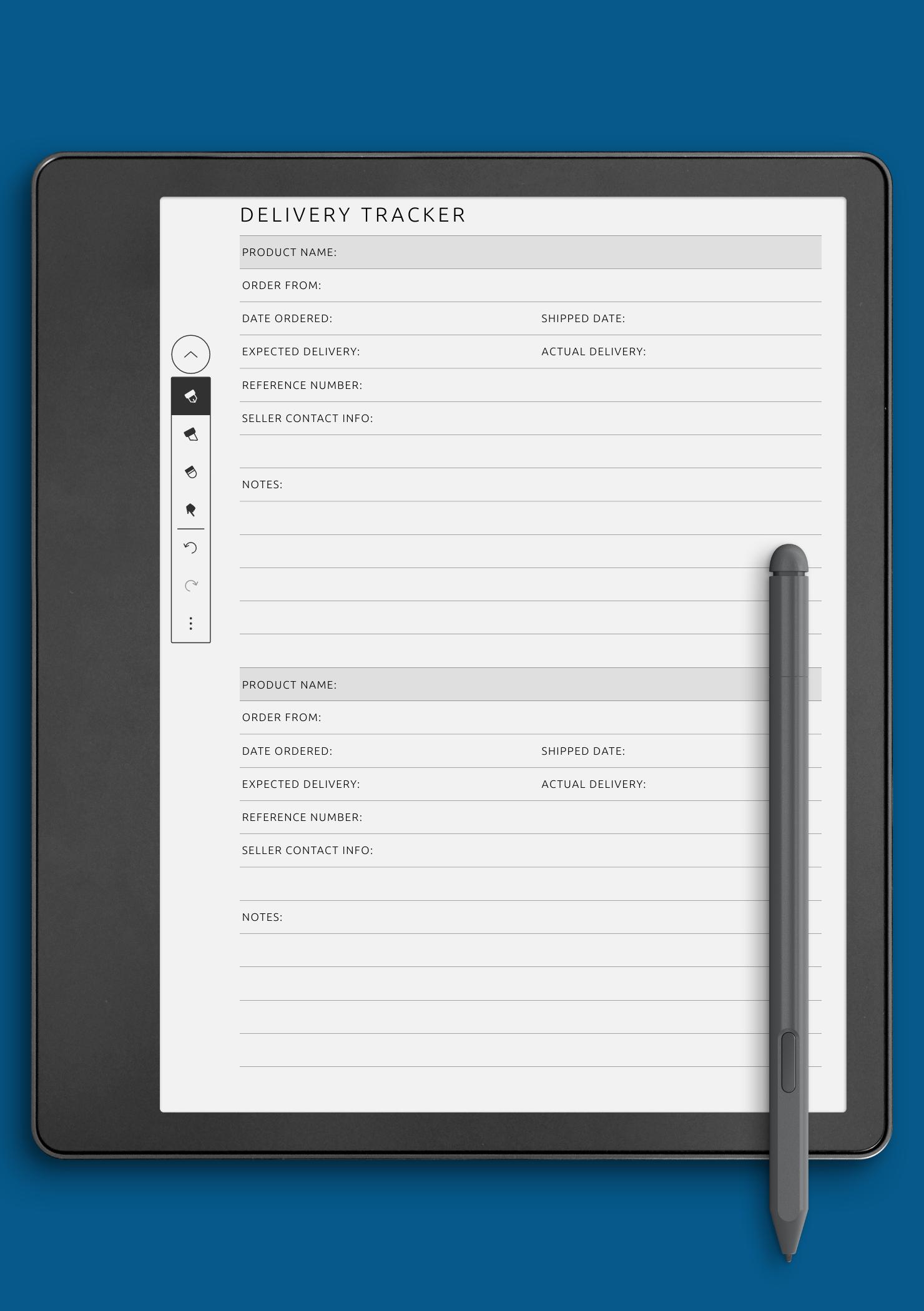 Download Printable Simple Delivery Tracker Template PDF