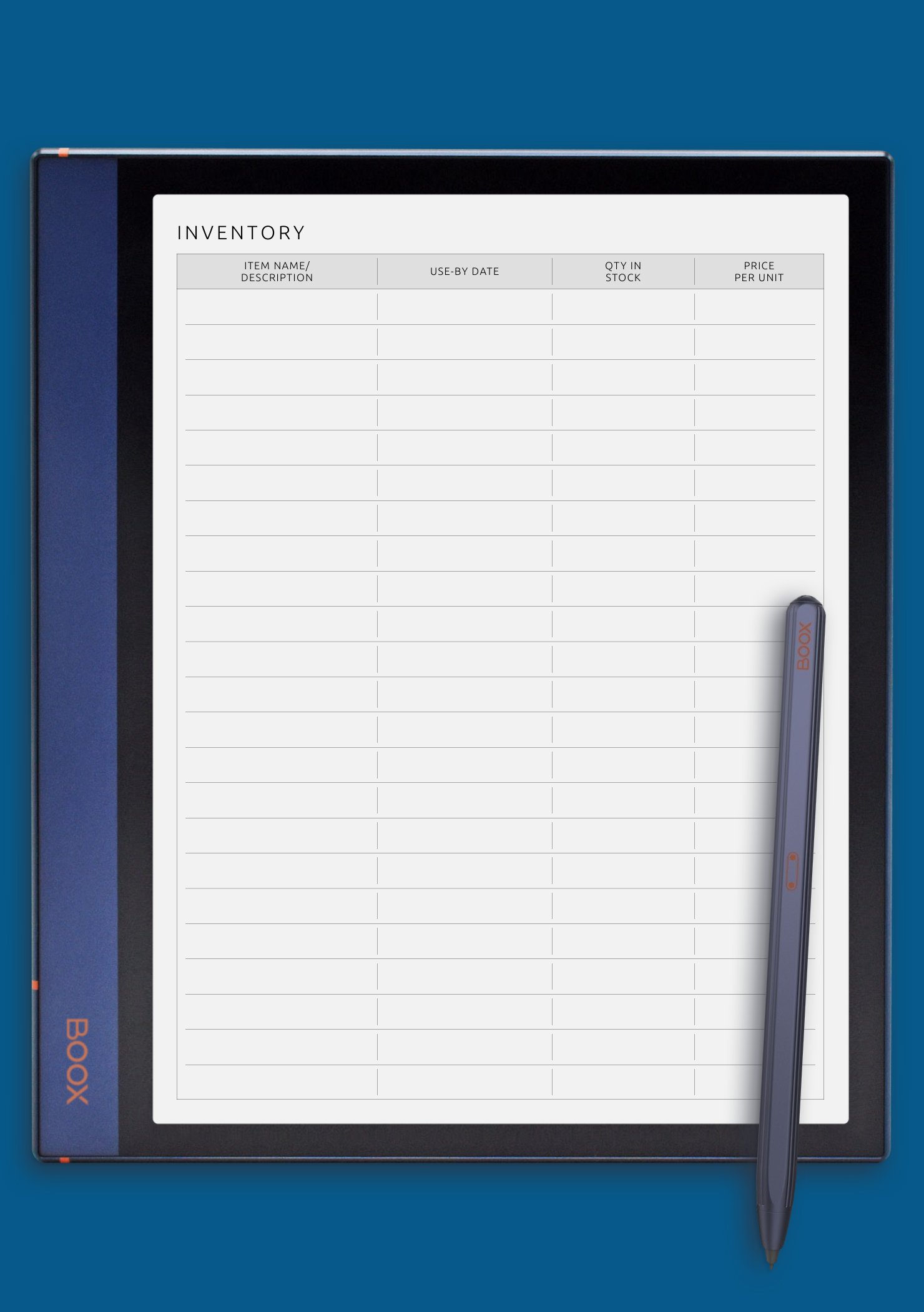 Download Printable Simple Inventory Template PDF