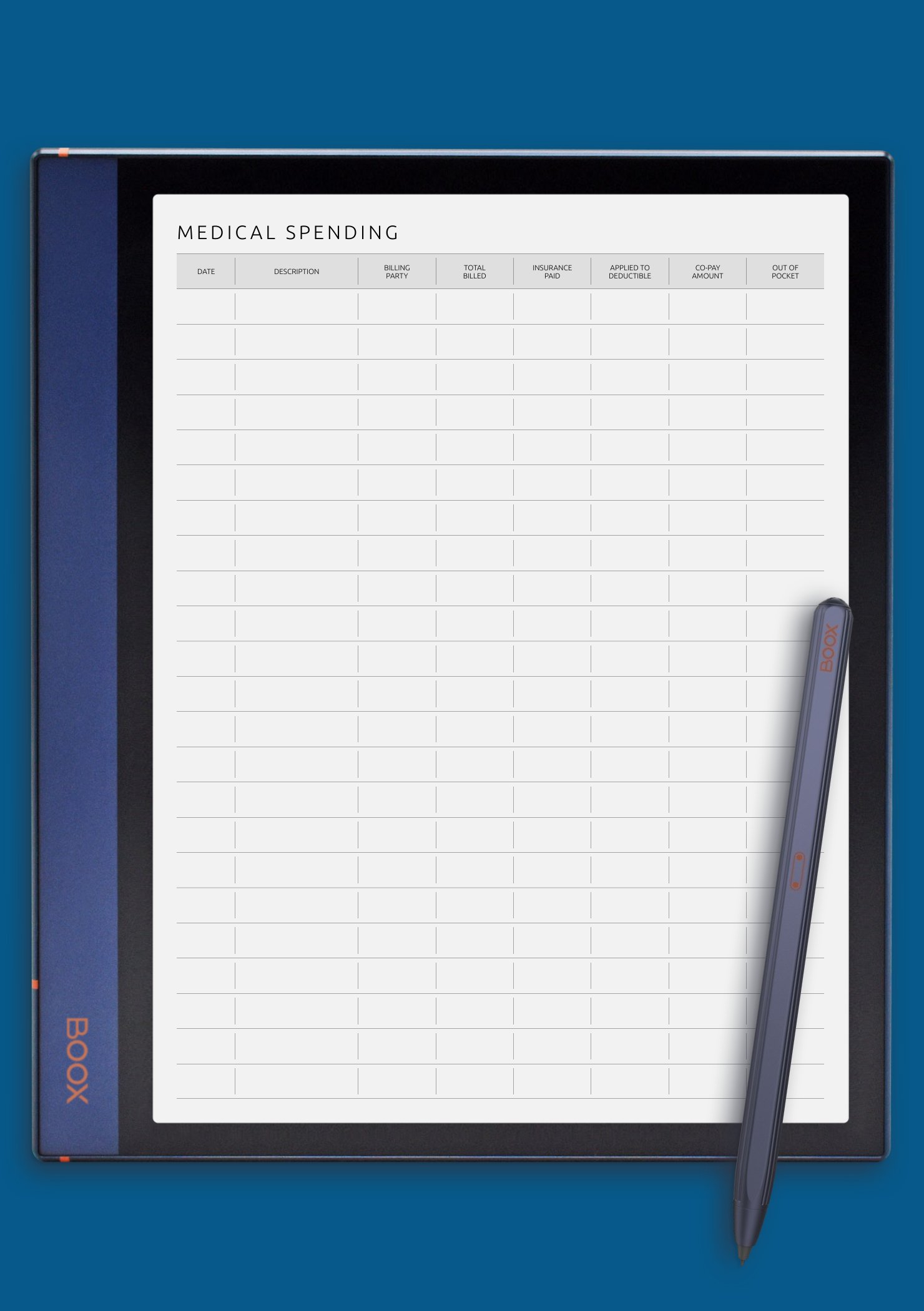 Download Printable Simple Medical Spending Tracker Template PDF