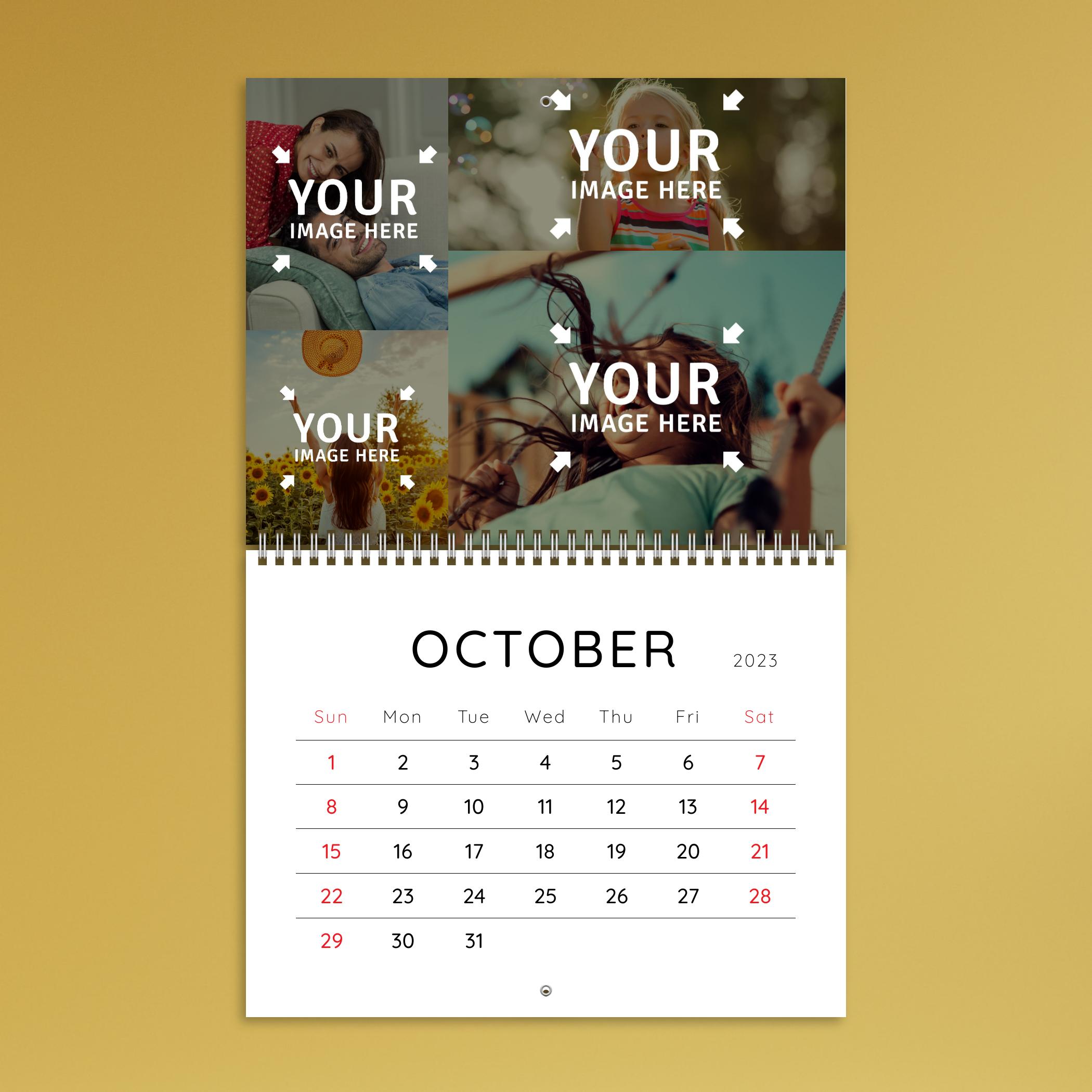 Custom Minimalist Photo Calendar - Add photos and customize online