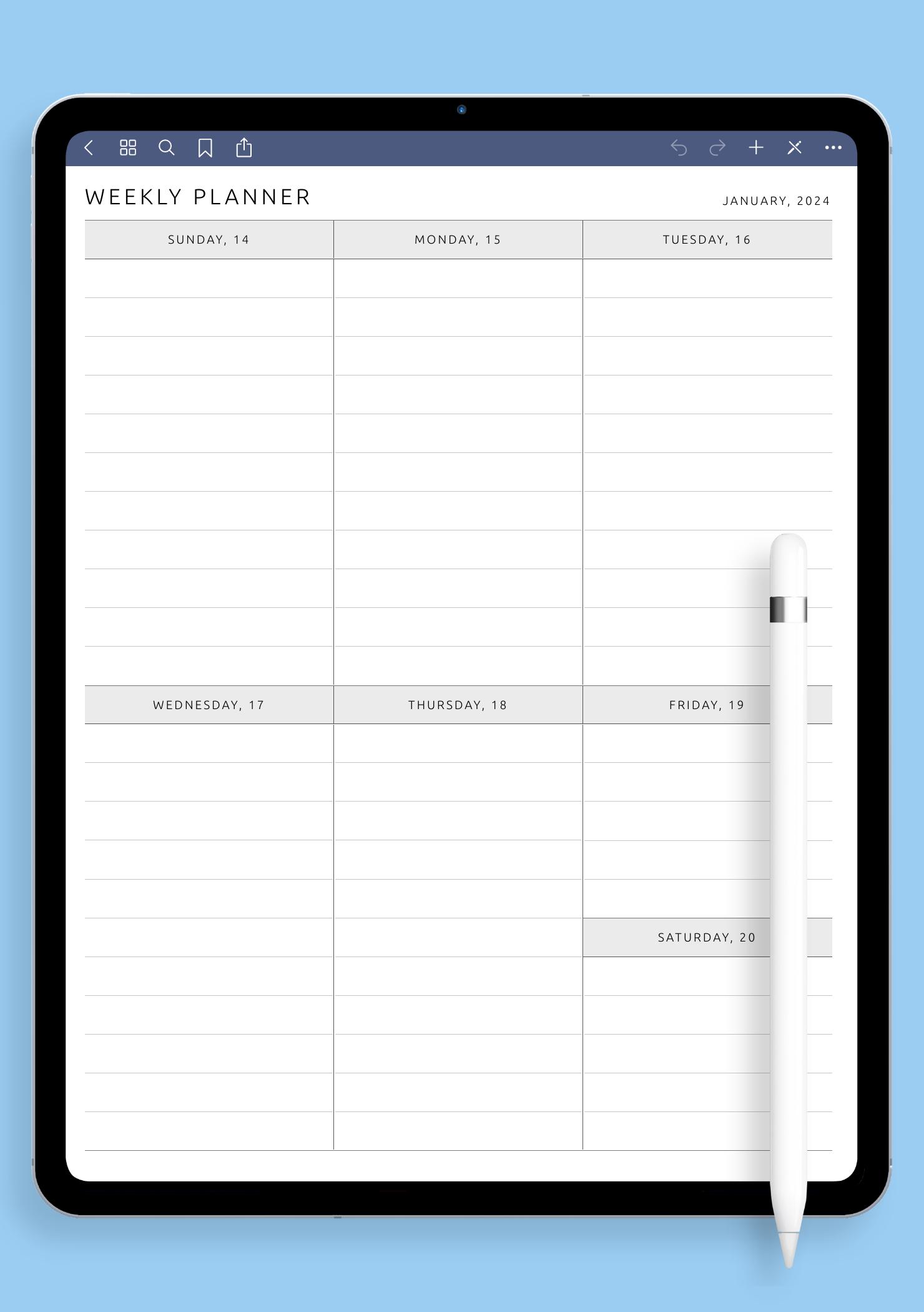 Download Printable Simple Monochrome One-Page Weekly Schedule PDF