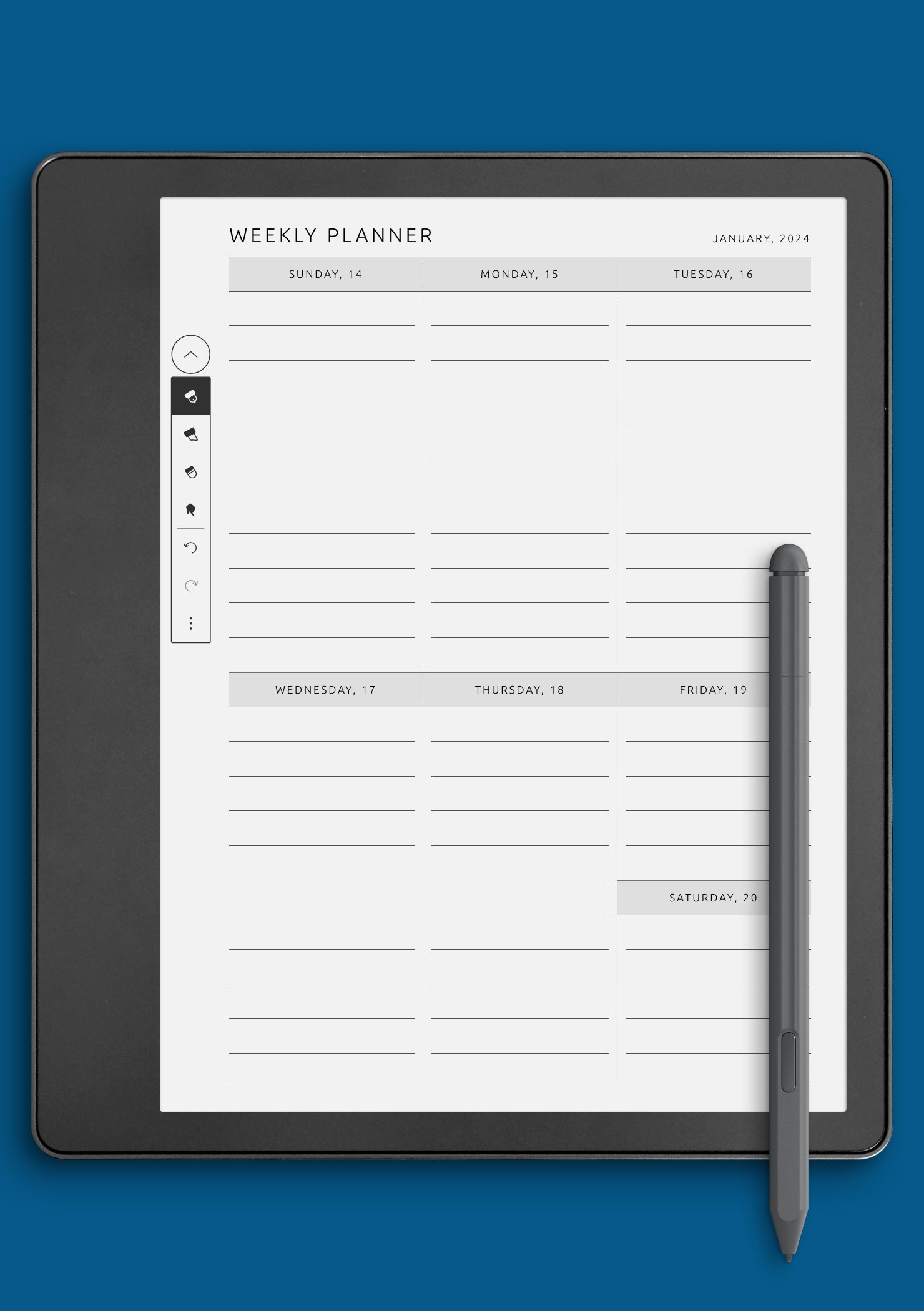 Download Printable Simple Monochrome One-Page Weekly Schedule PDF