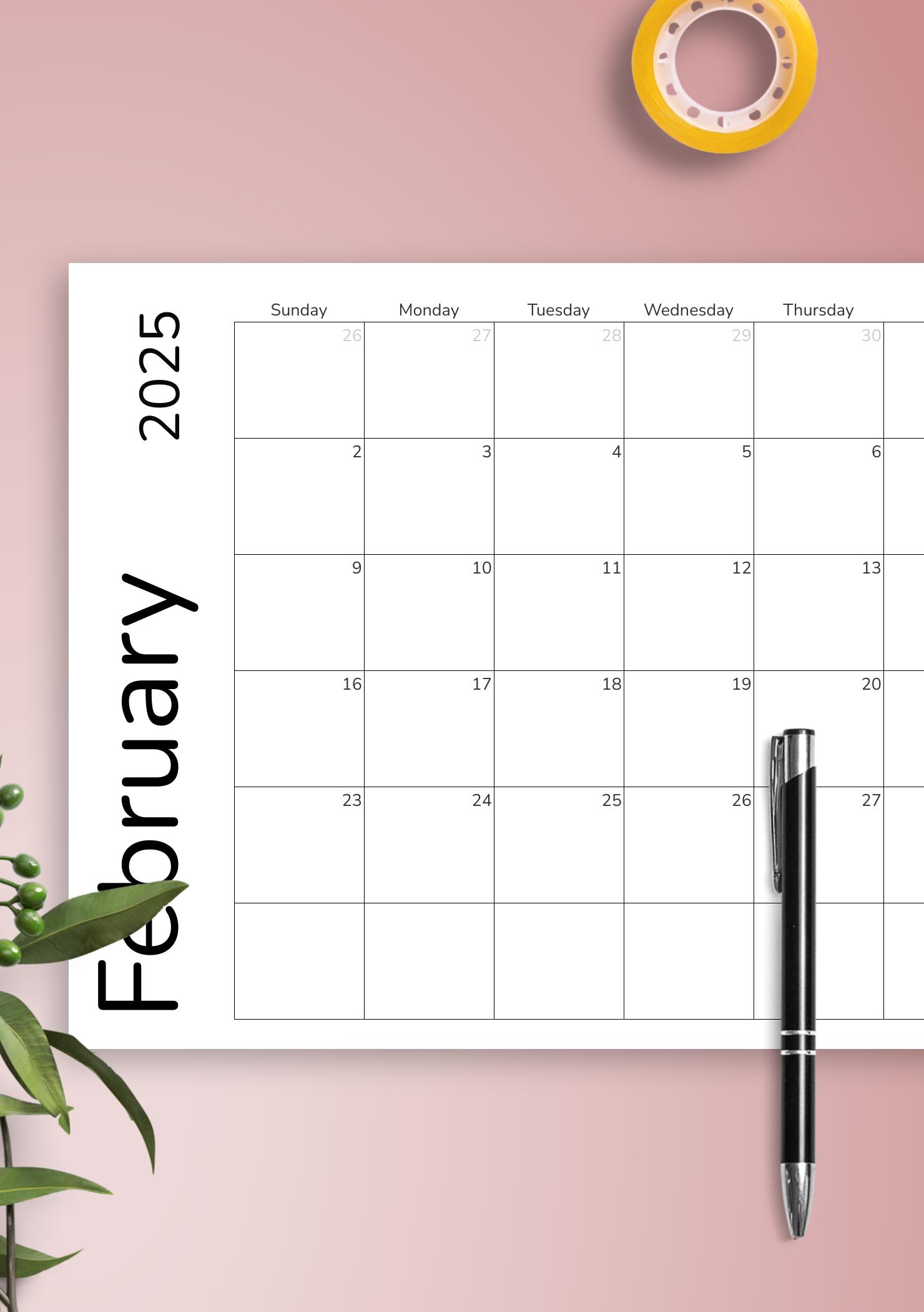 Download Printable Simple Monthly Calendar Grid PDF