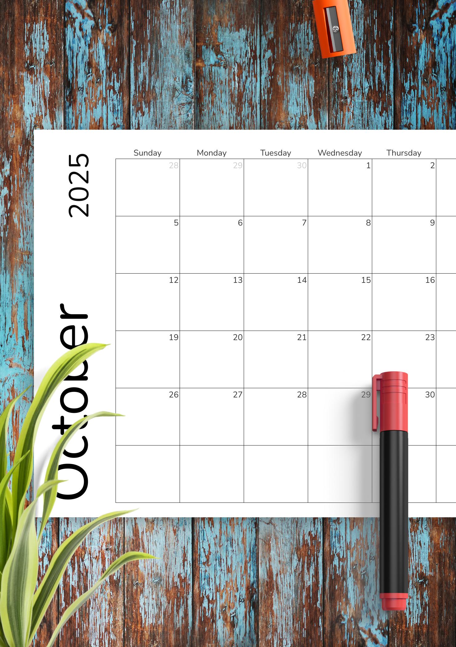 Download Printable Simple Monthly Calendar Grid PDF