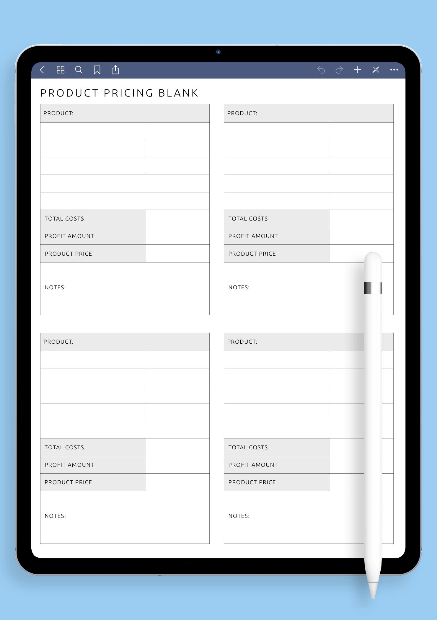 Simple Product Pricing Template – Track Costs & Set Prices