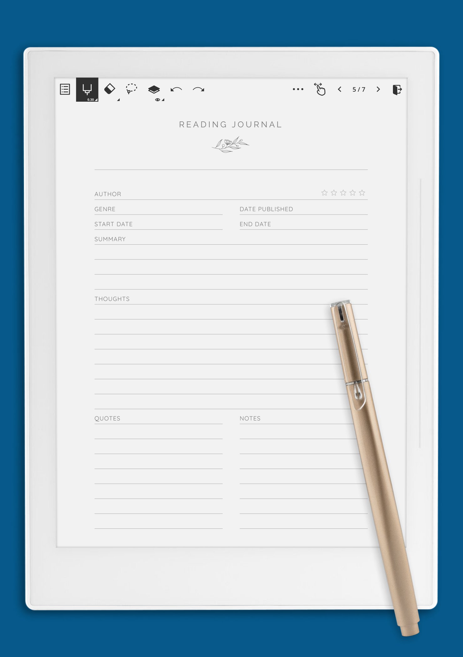 Download Printable Simple Reading Journal Template PDF