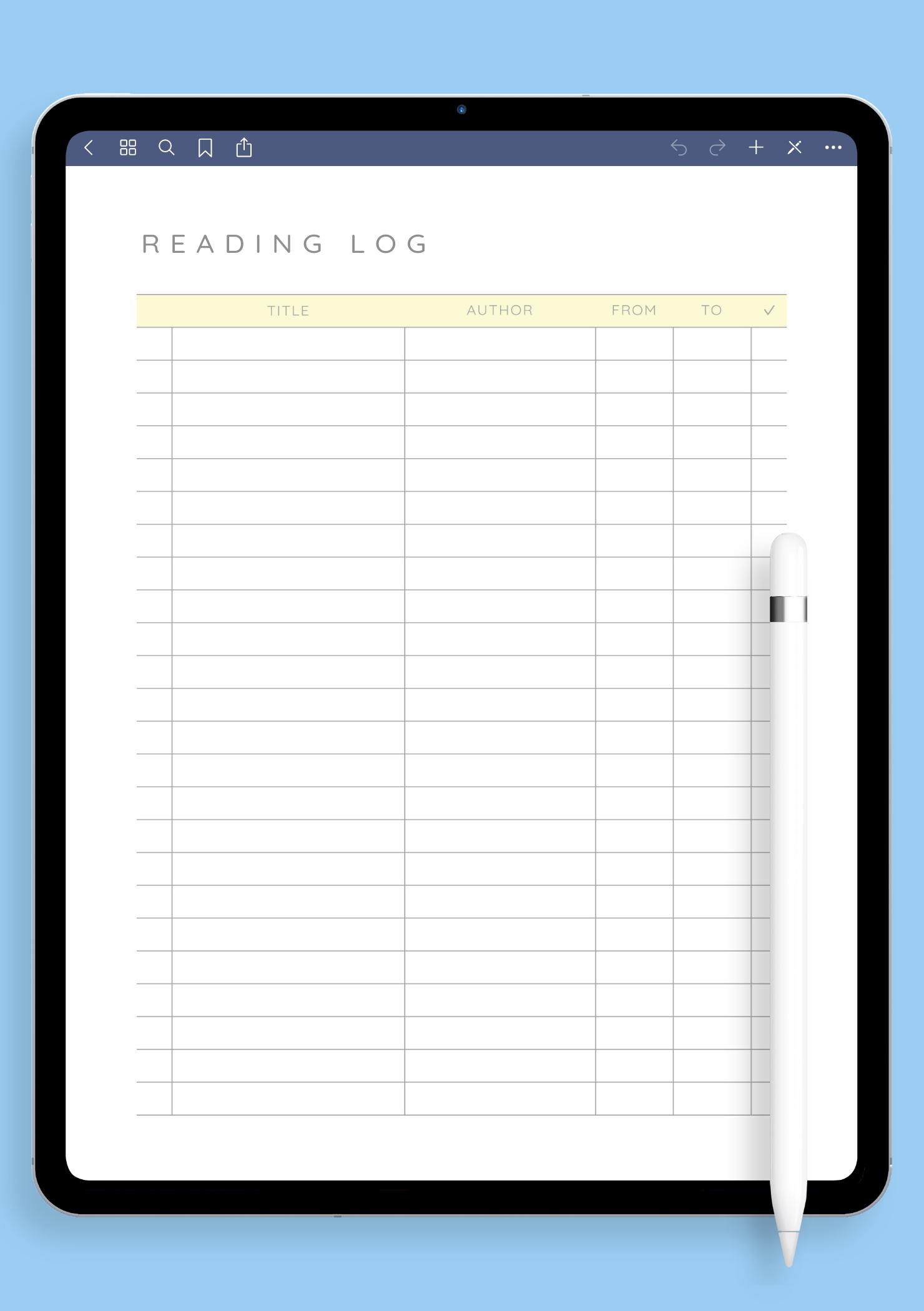 Download Printable Simple Reading Log Template PDF