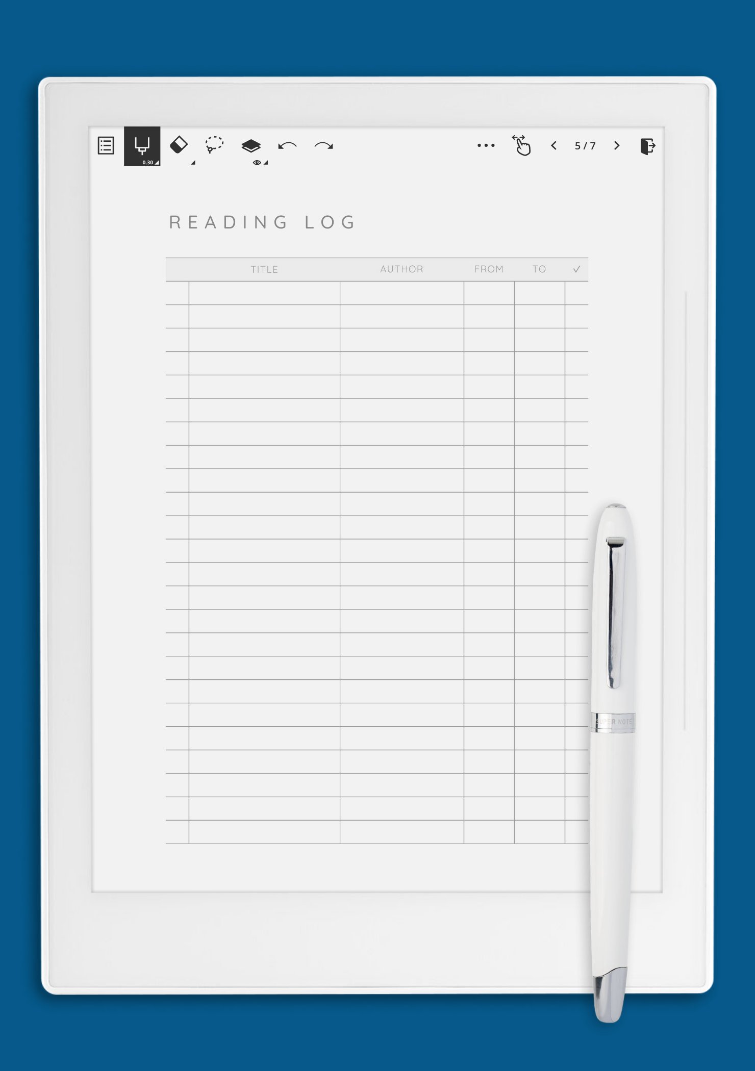 Download Printable Simple Reading Log Template PDF